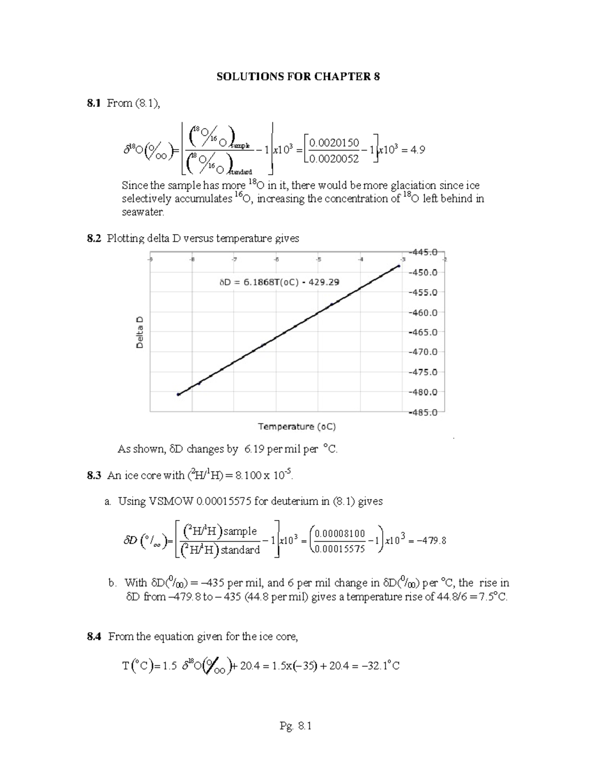 Chapter 8 enviro eng sol manual ed 3 - SOLUTIONS FOR CHAPTER 8 8 From ...