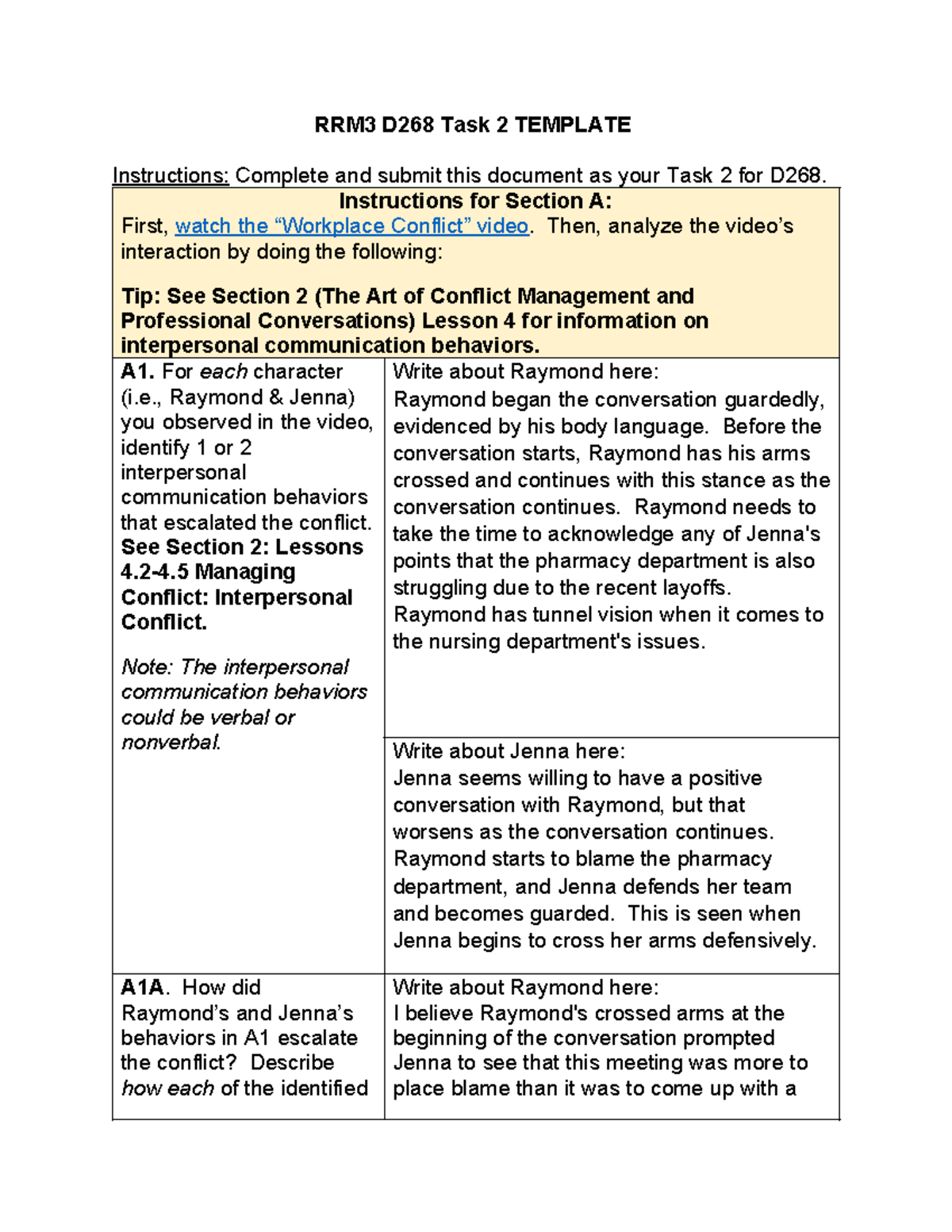 RRM3 D268 Task 2 - Passed on first attempt - RRM3 D268 Task 2 TEMPLATE ...