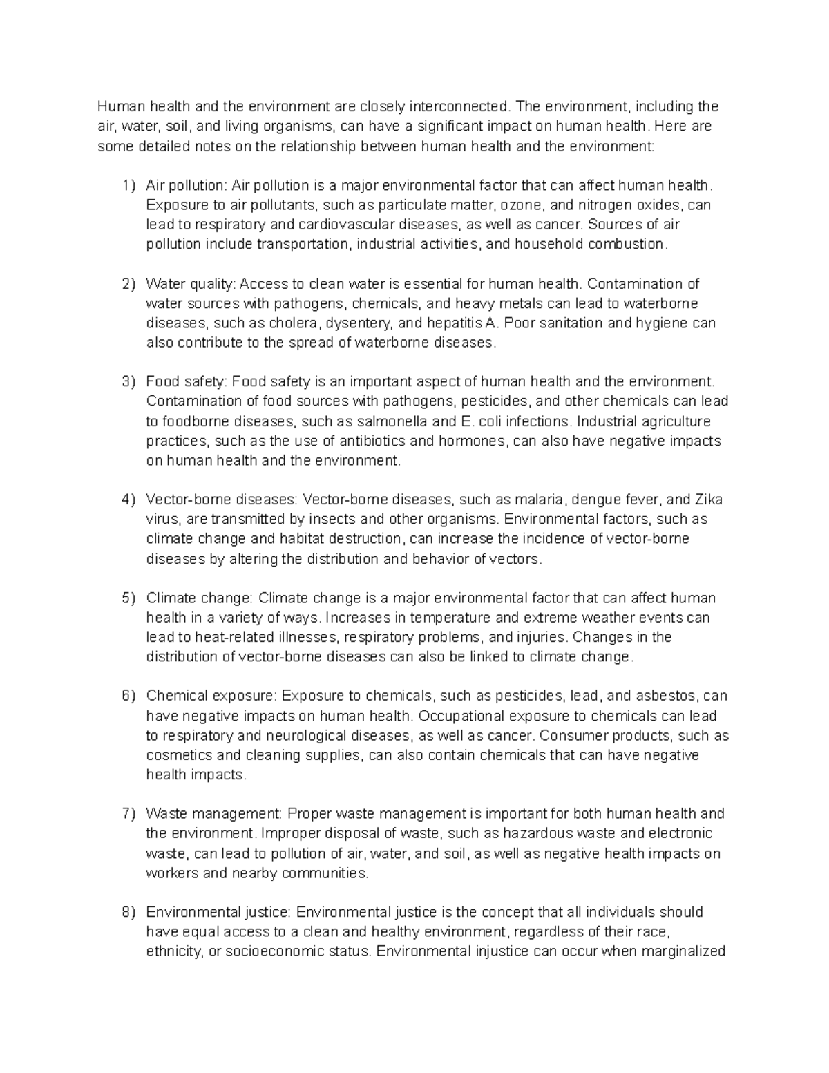 Human Health and Environment: Environmental Science - Human health and ...