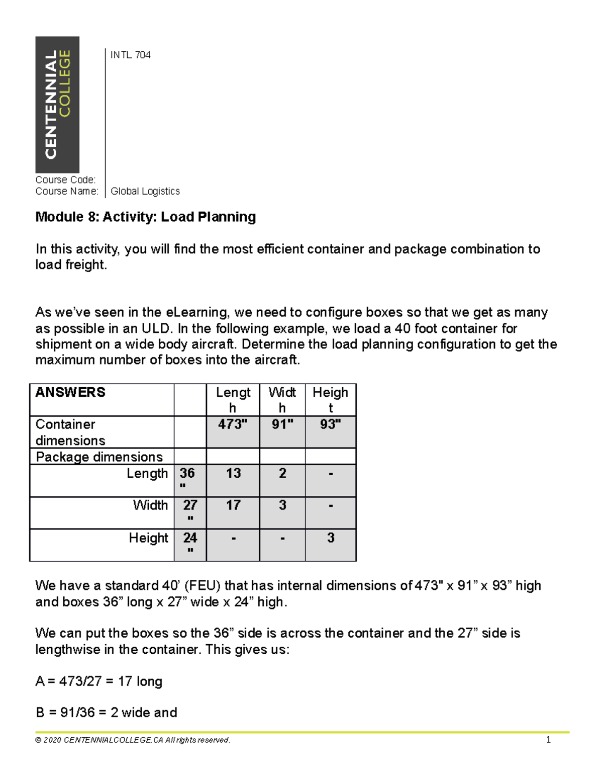 INTL704-Mod-08-Activity Load Plan Answers - INTL-222 - Centennial ...