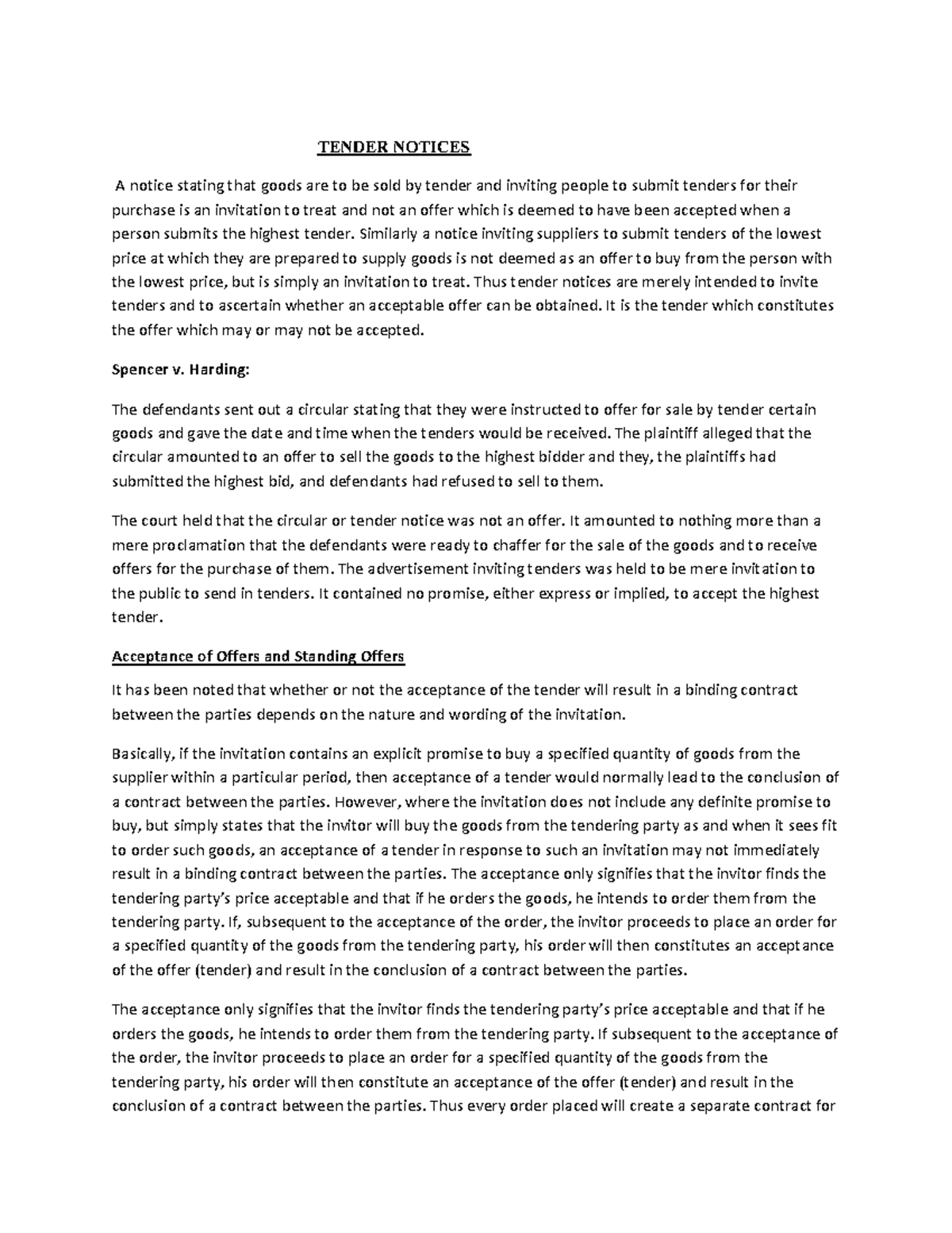 Tender Notices - Notes - TENDER NOTICES A notice stating that goods are ...