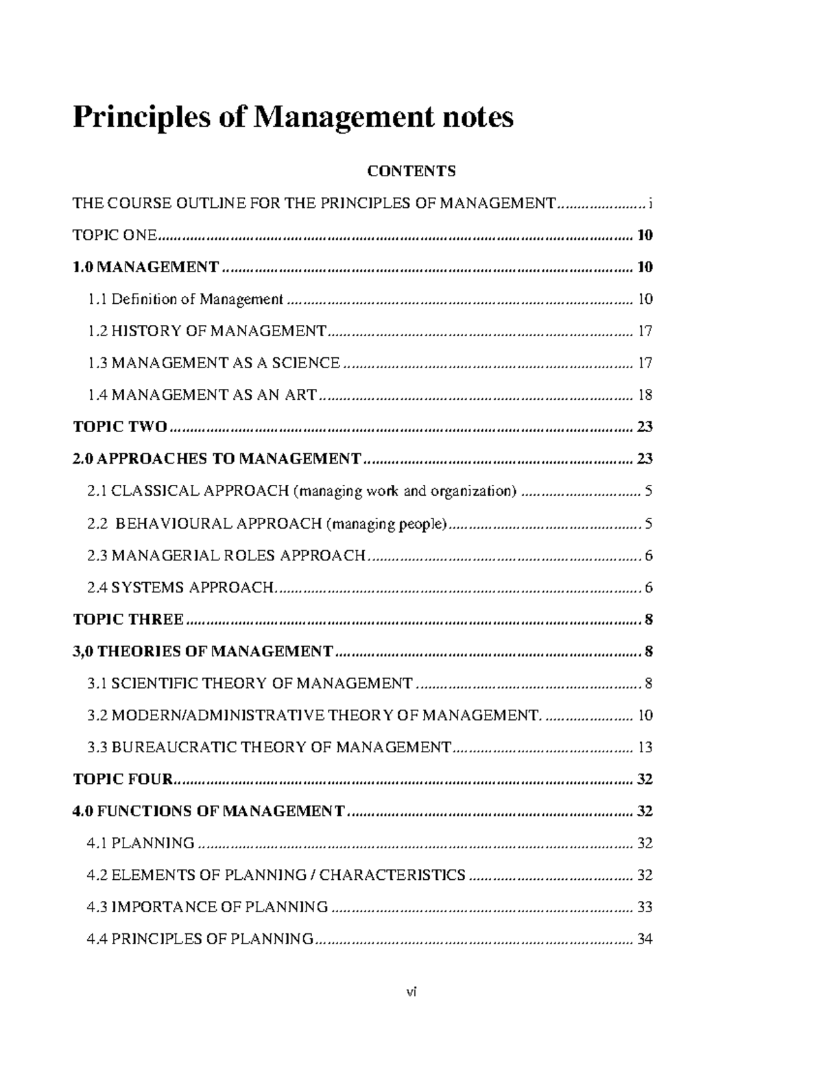Principles of management notes 4 - vi Principles of Management notes ...