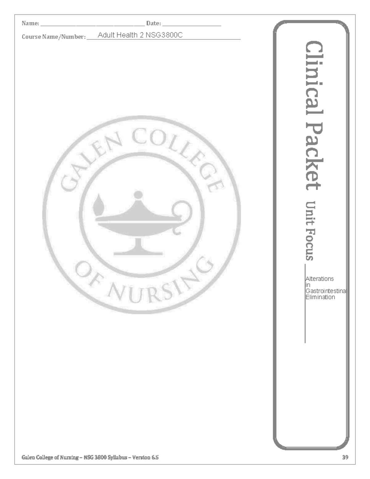 Clinical packet 3800 - Name ...