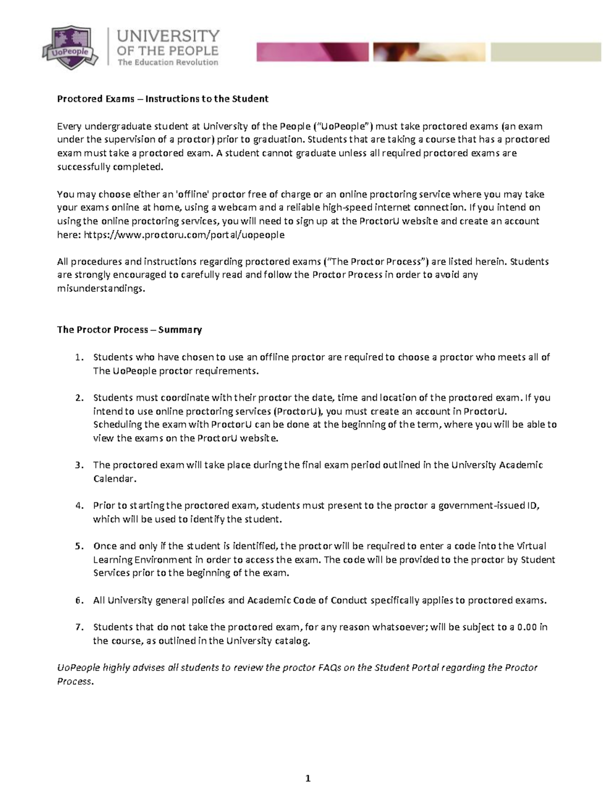 Proctor-instructions edited-with-NF FinalP - ENGL0101 - UoPeople - Studocu