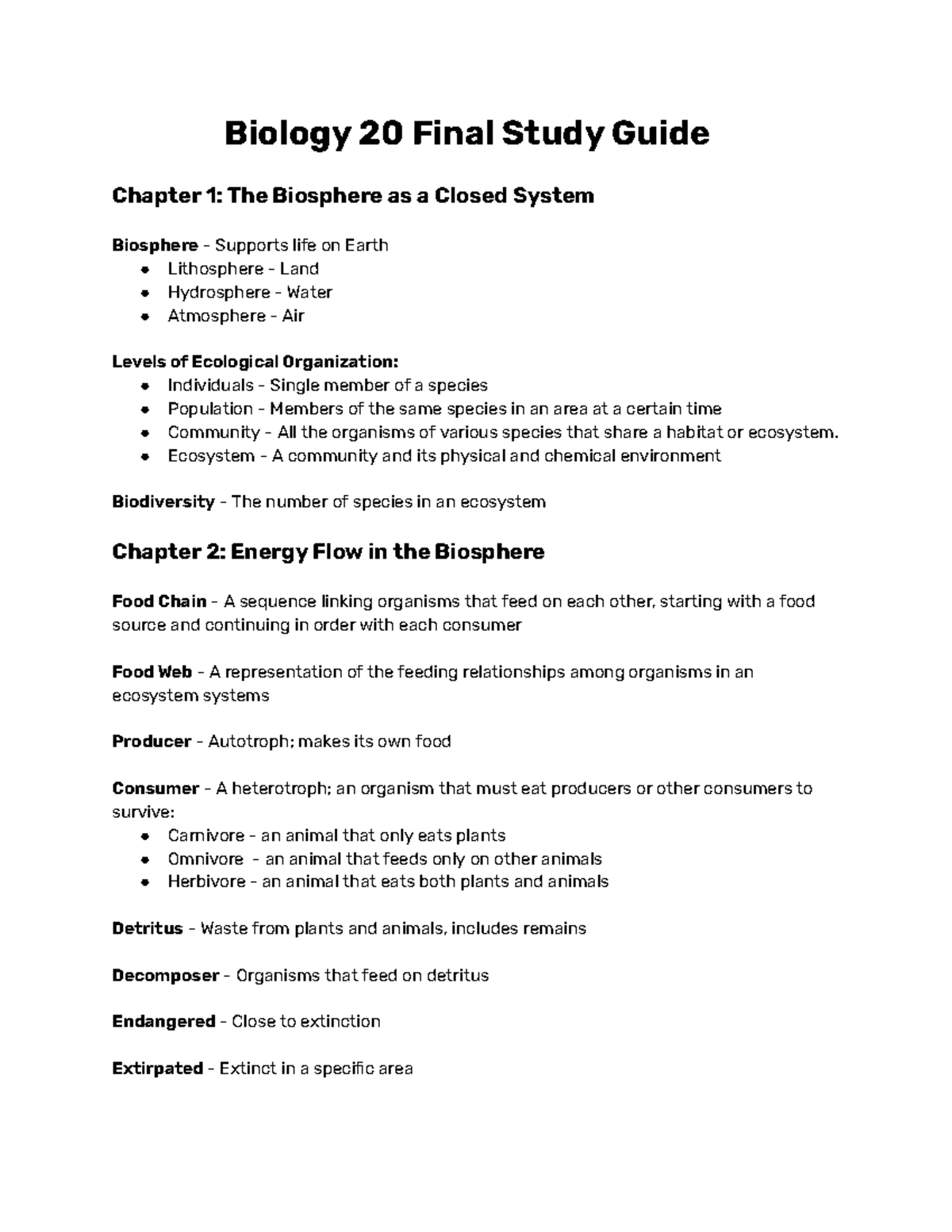 Biology 20 Study Guide - Shortenedish by students - Biology 20 Final ...
