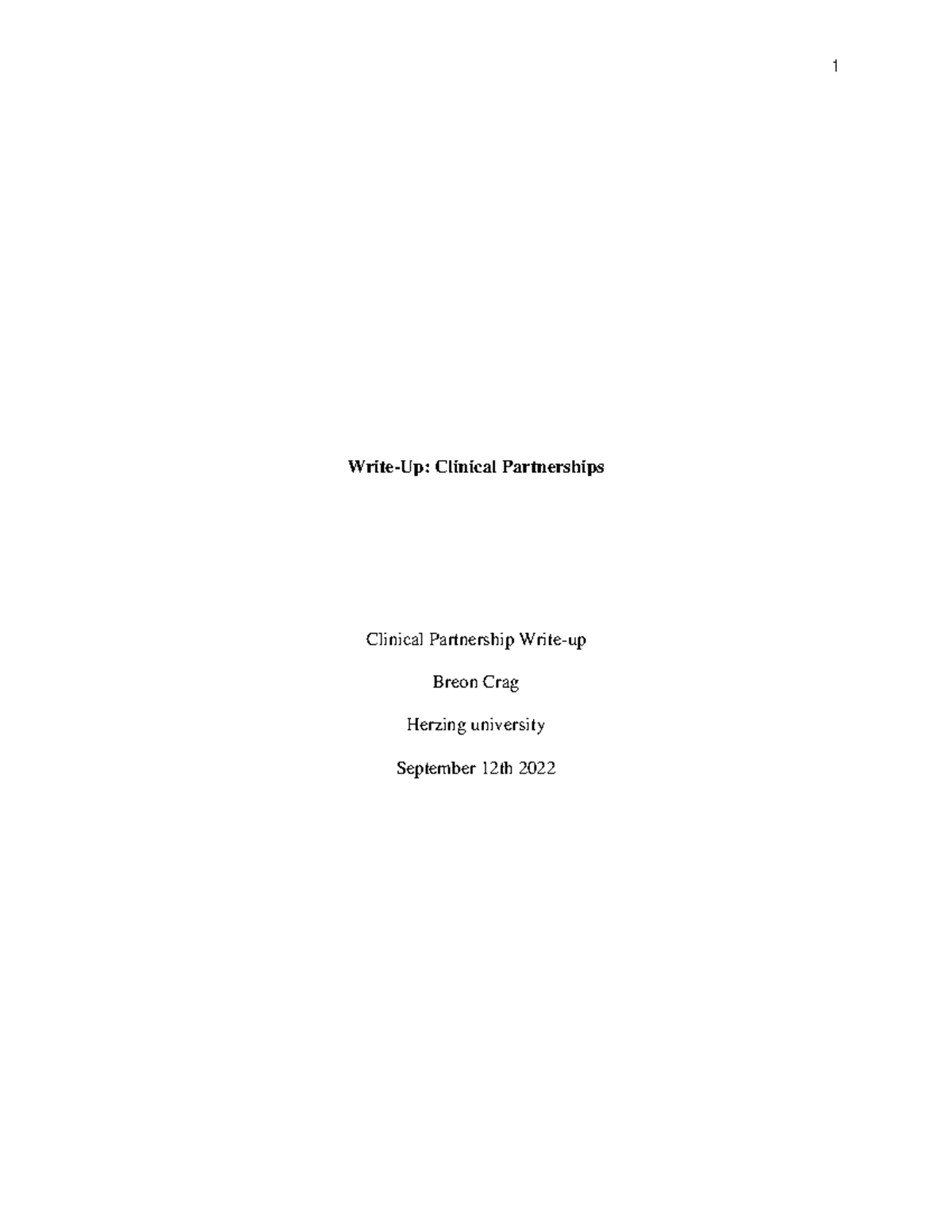 Write-Up Clinical Partnerships 3 - 1 Write-Up: Clinical Partnerships ...