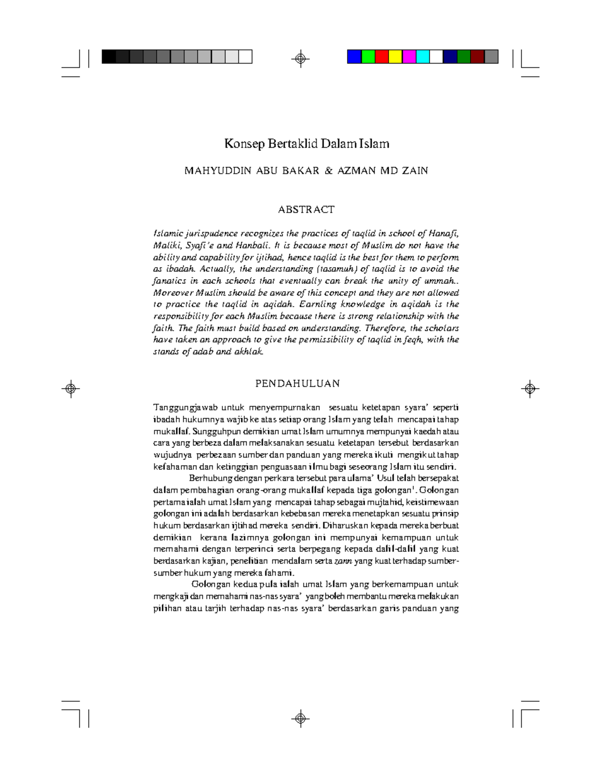 Taqlid - Konsep Bertaklid Dalam Islam MAHYUDDIN ABU BAKAR & AZMAN MD ...