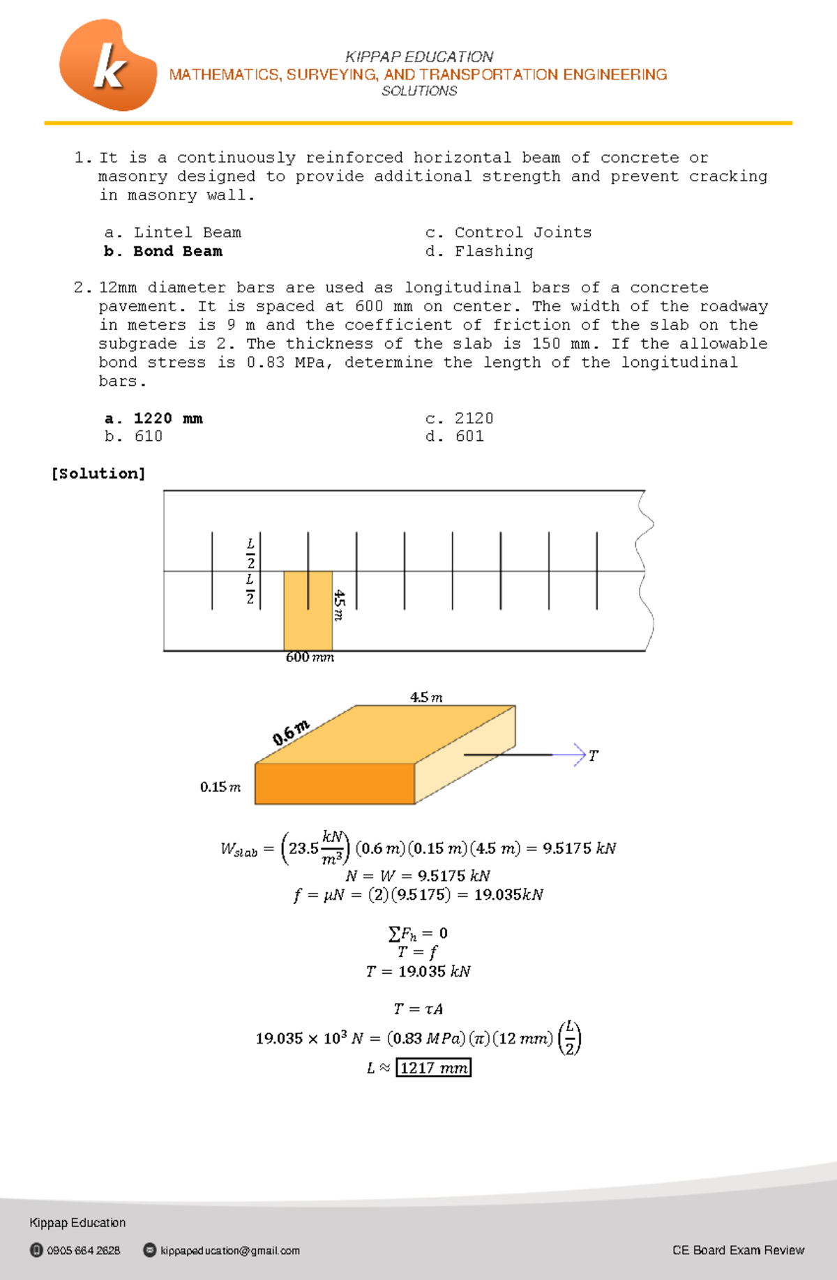 Kippap Preboard MSTE Solutions - MATHEMATICS, SURVEYING, AND ...