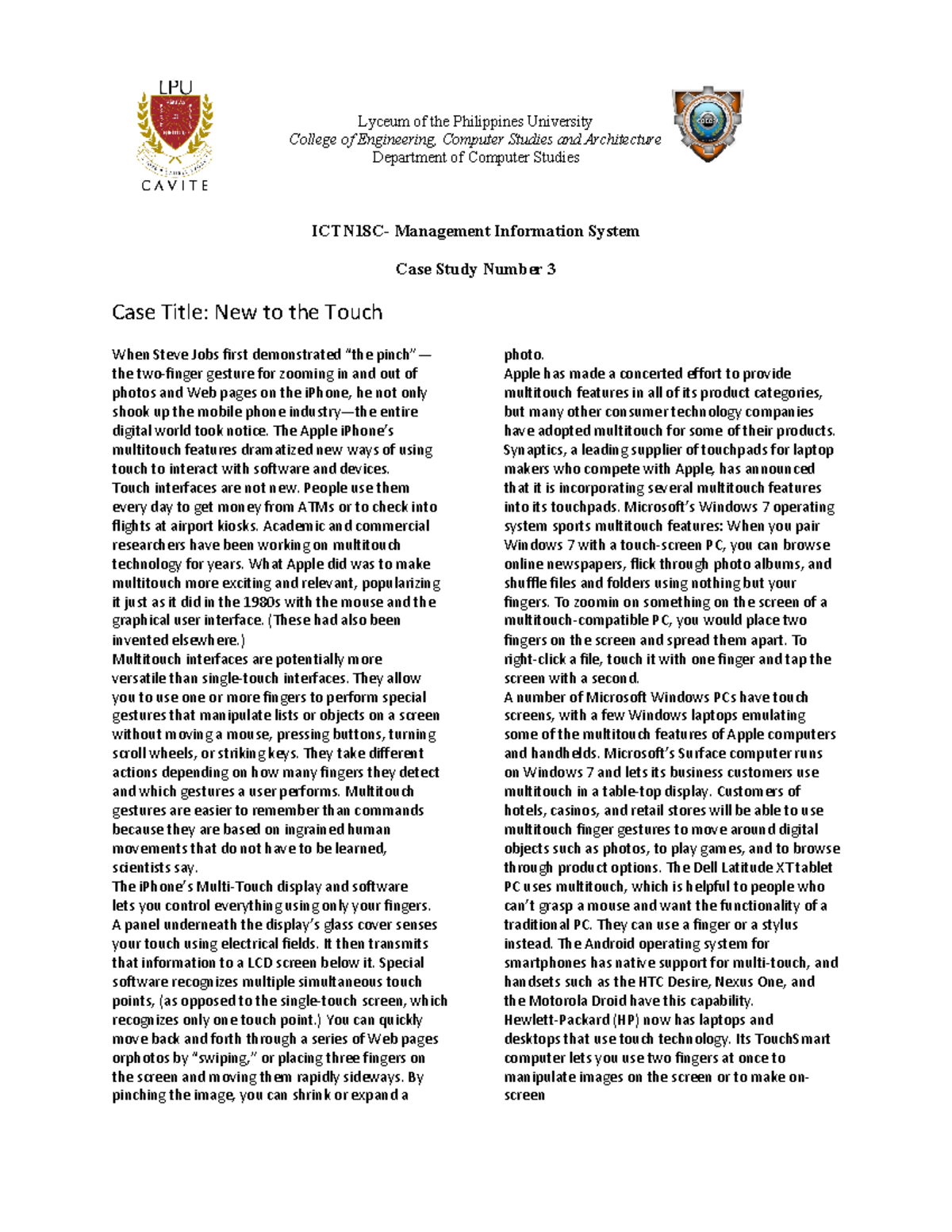 Lesson 3- Case Study - Lyceum of the Philippines University College of ...