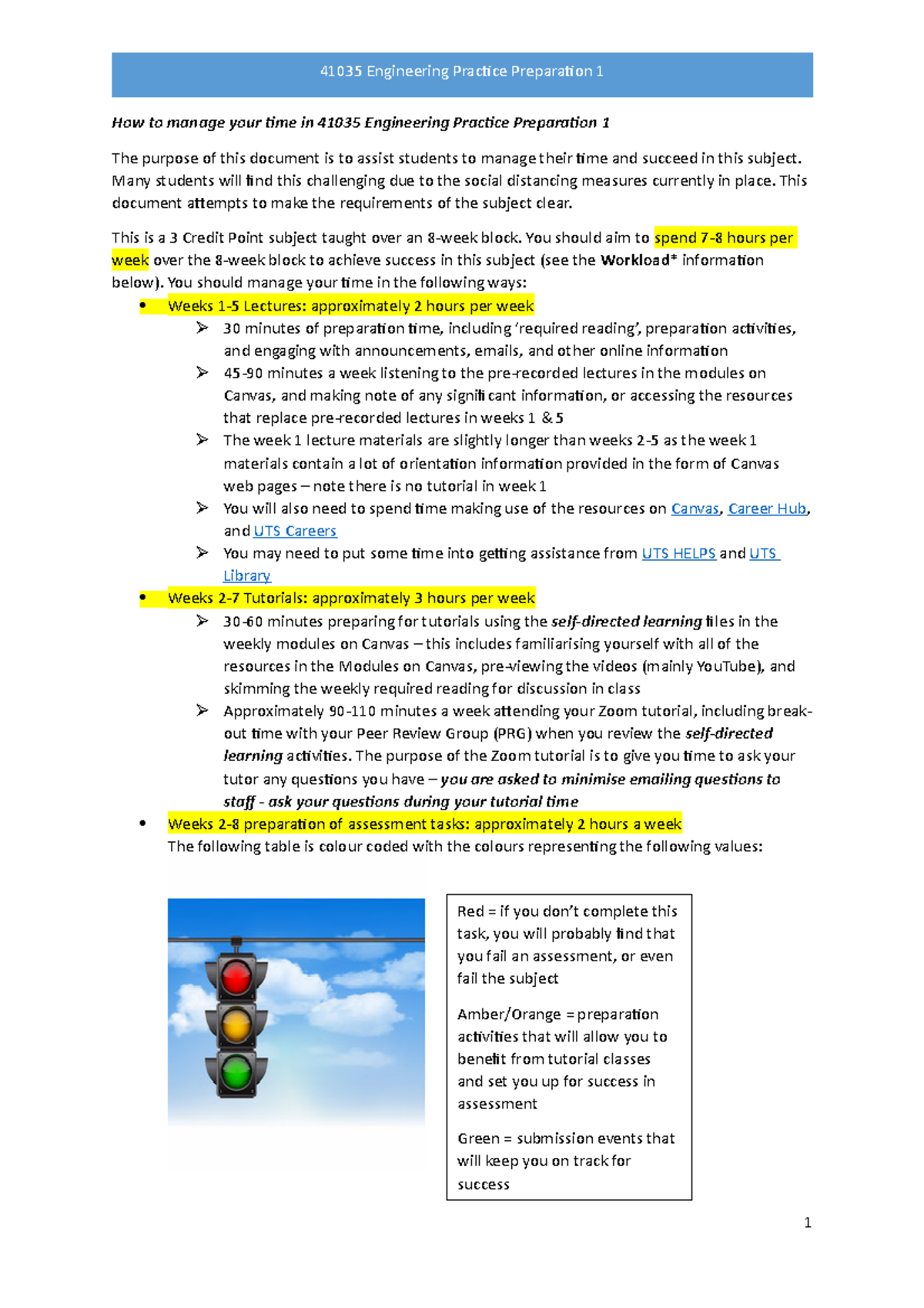How to be successful in this subject - How to manage your time in 41035 ...