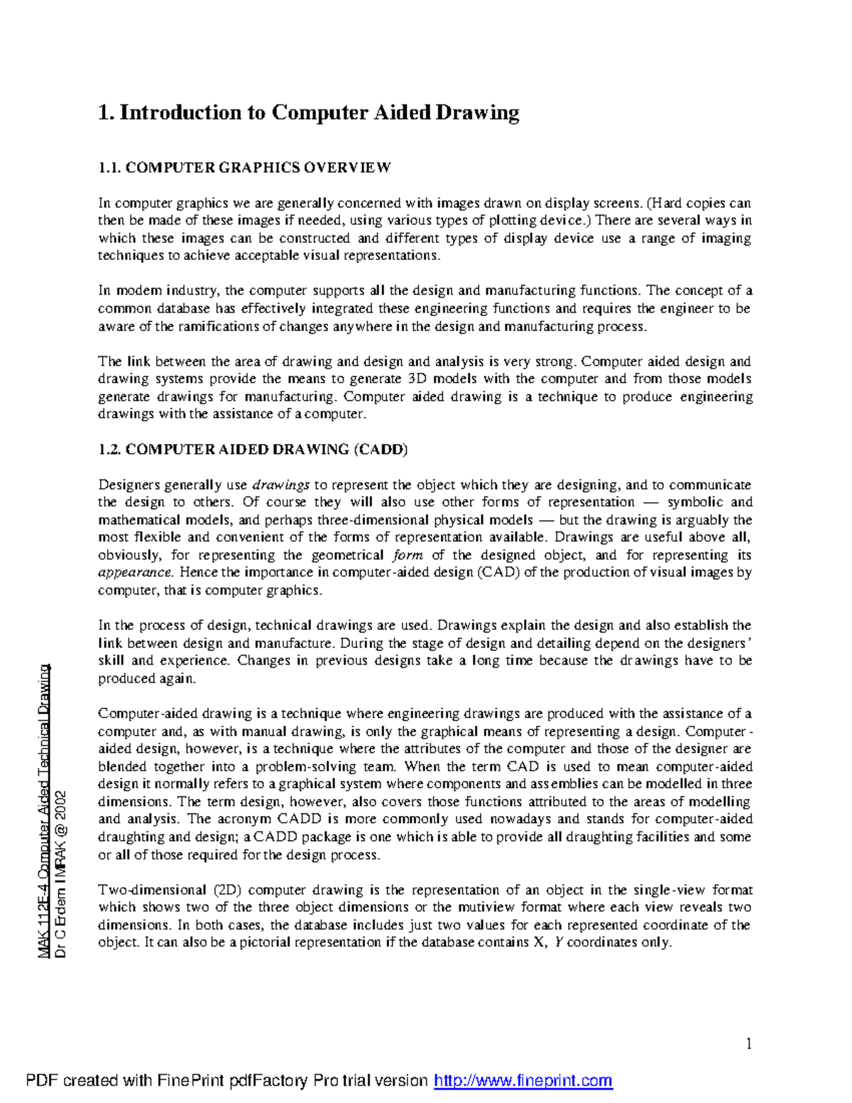 Introduction to Computer-Aided Drafting CAD - Computer Aided Drafting ...