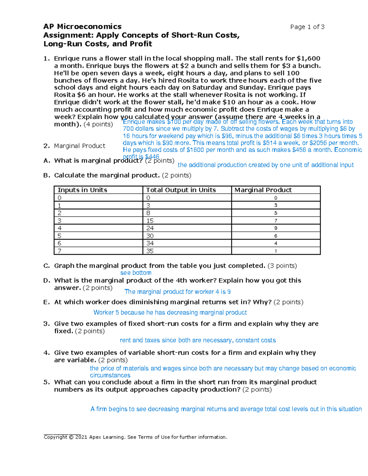 5 18 24 - AP APEX Micro - AP Microeconomics Assignment: Apply Concepts ...