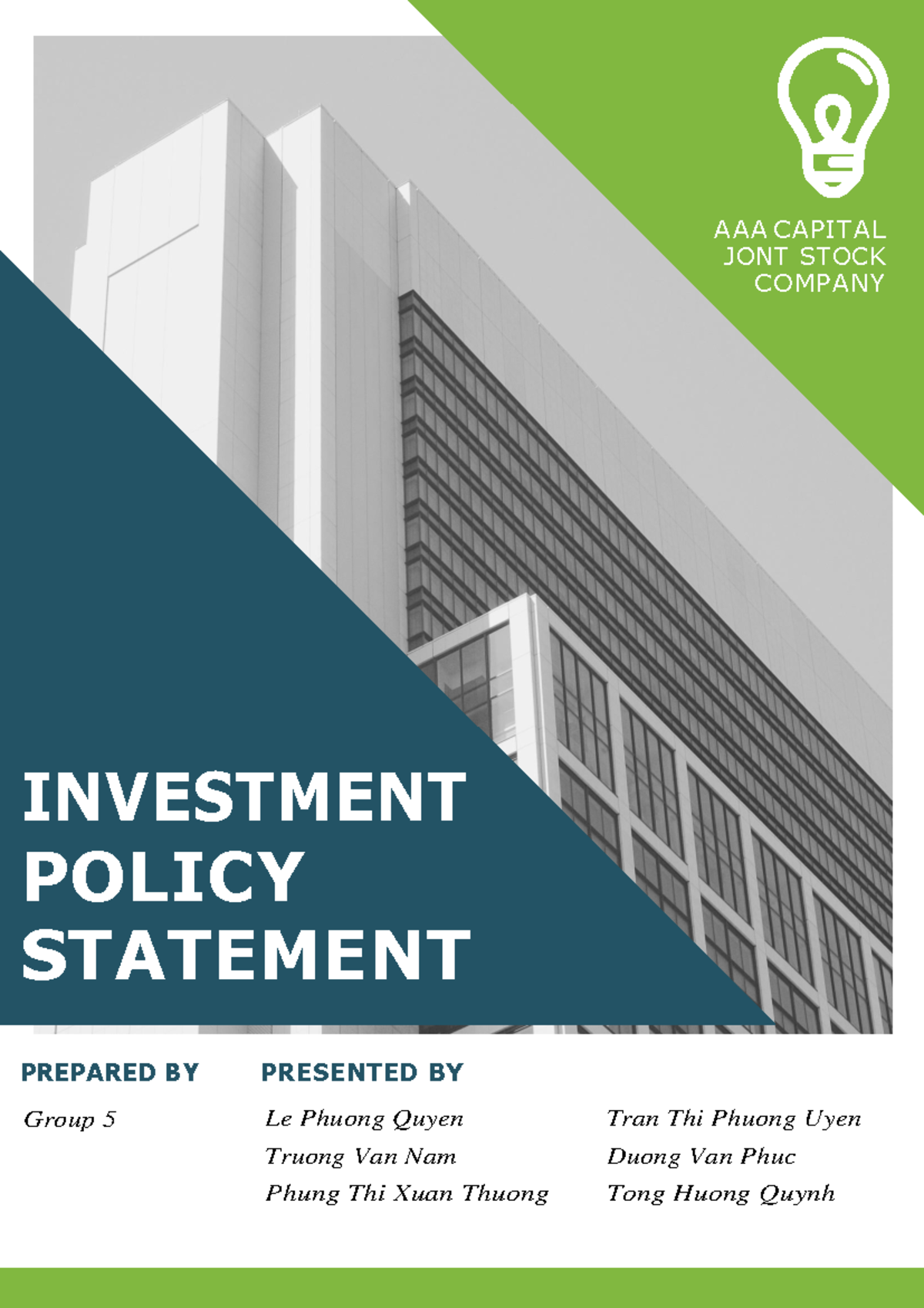 Group 5 - Portfolio Management - L01 - AAA CAPITAL JONT STOCK COMPANY ...