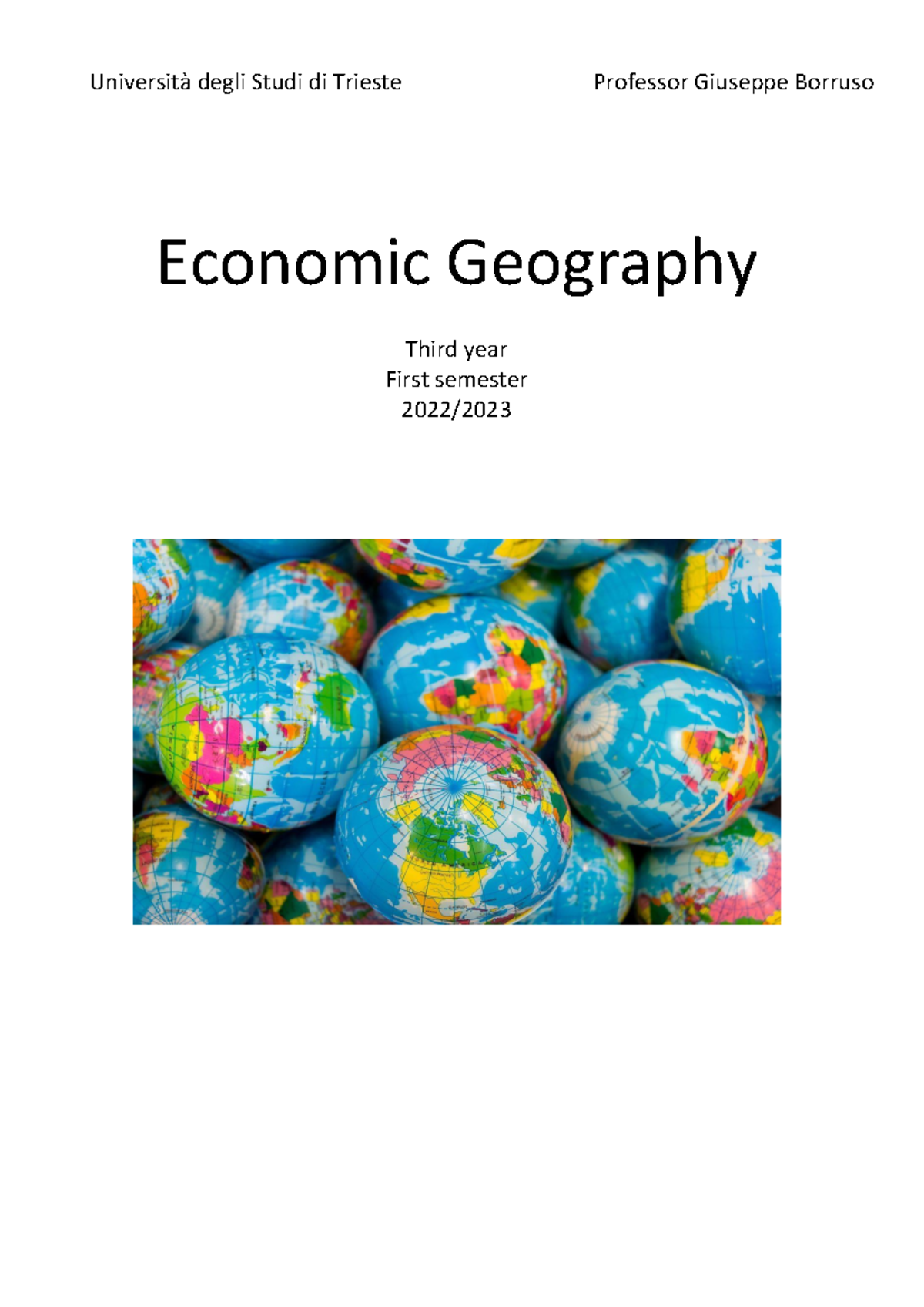 Economic Geography Summary - Università degli Studi di Trieste ...