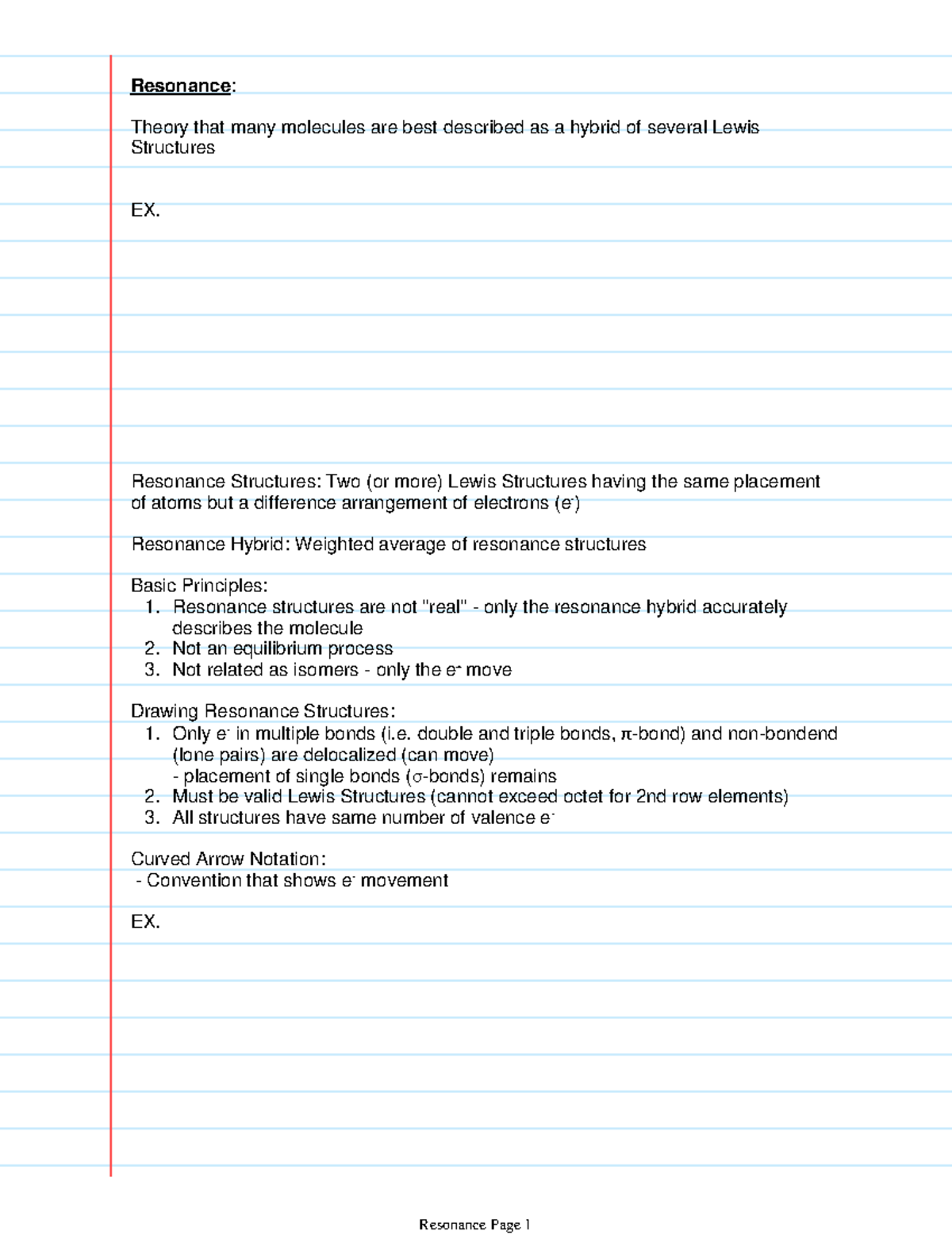Chapter 1 Resonance_Template - Resonance : Theory that many molecules ...