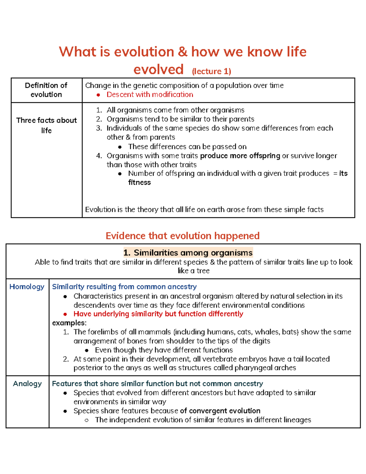 BIOL226 Review Final notes - What is evolution & how we know life ...