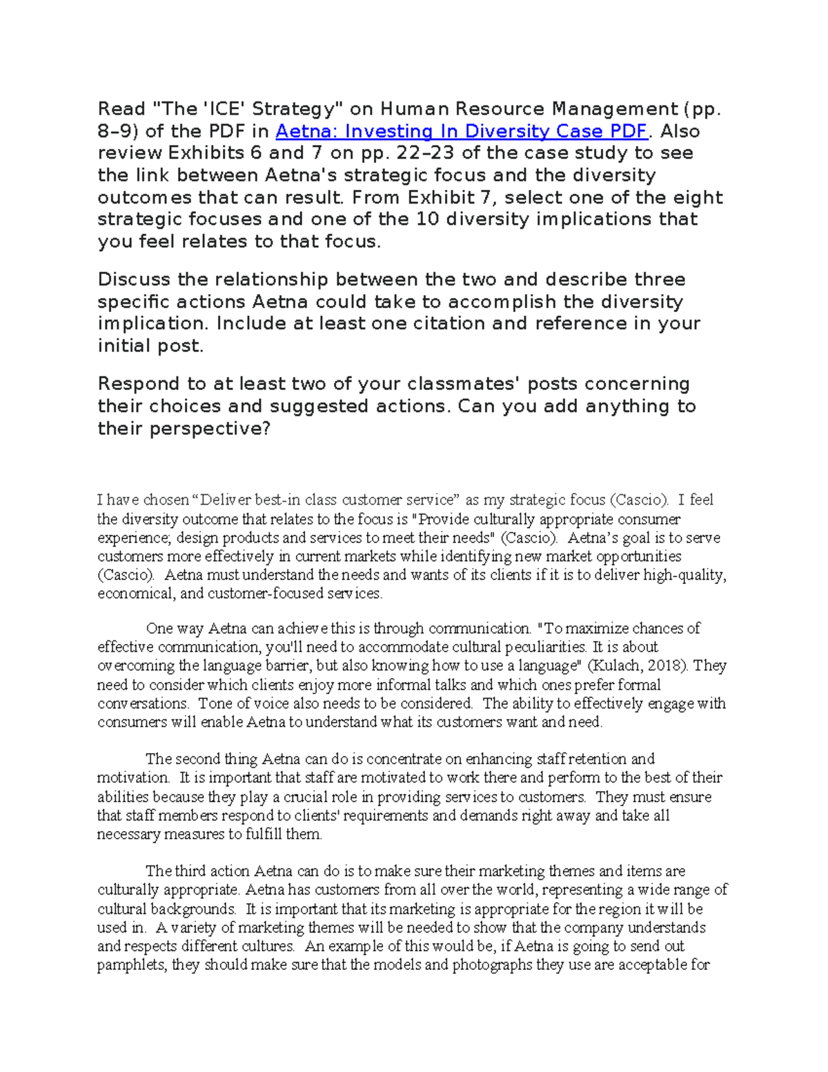 OL 211 discussion board 8 - Read "The 'ICE' Strategy" on Human Resource ...