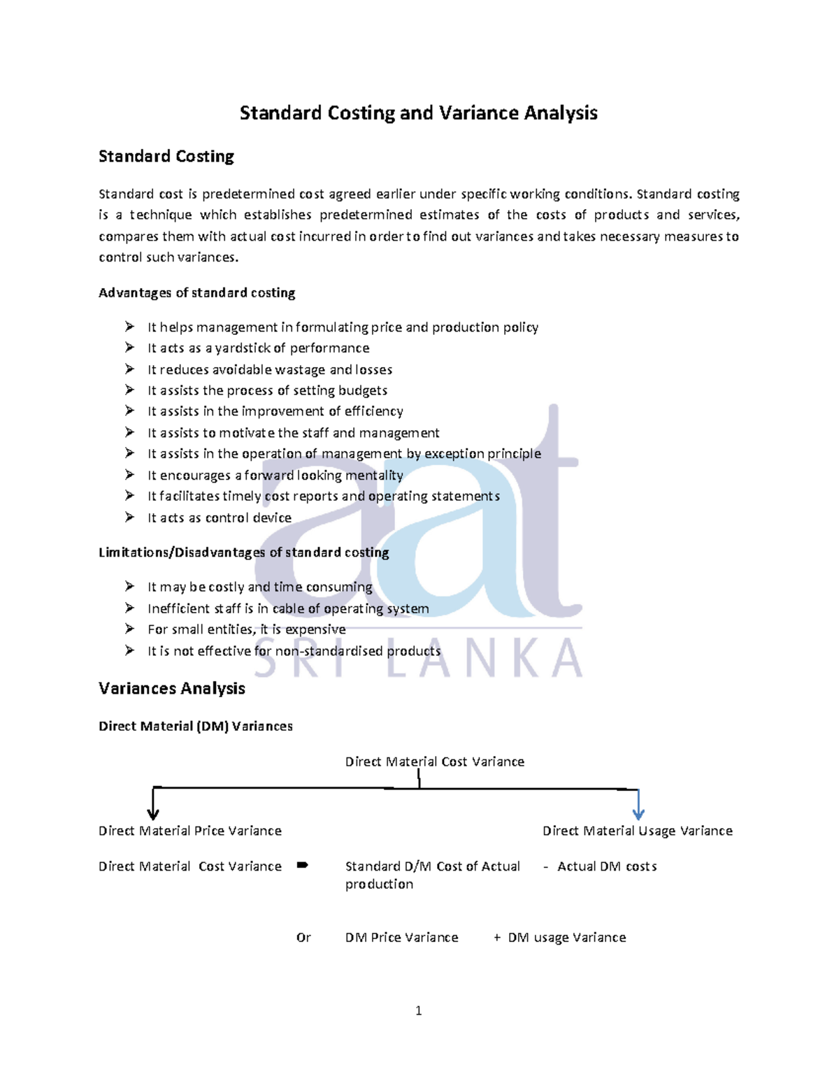 Standard costing - Standard costing is a technique which establishes ...