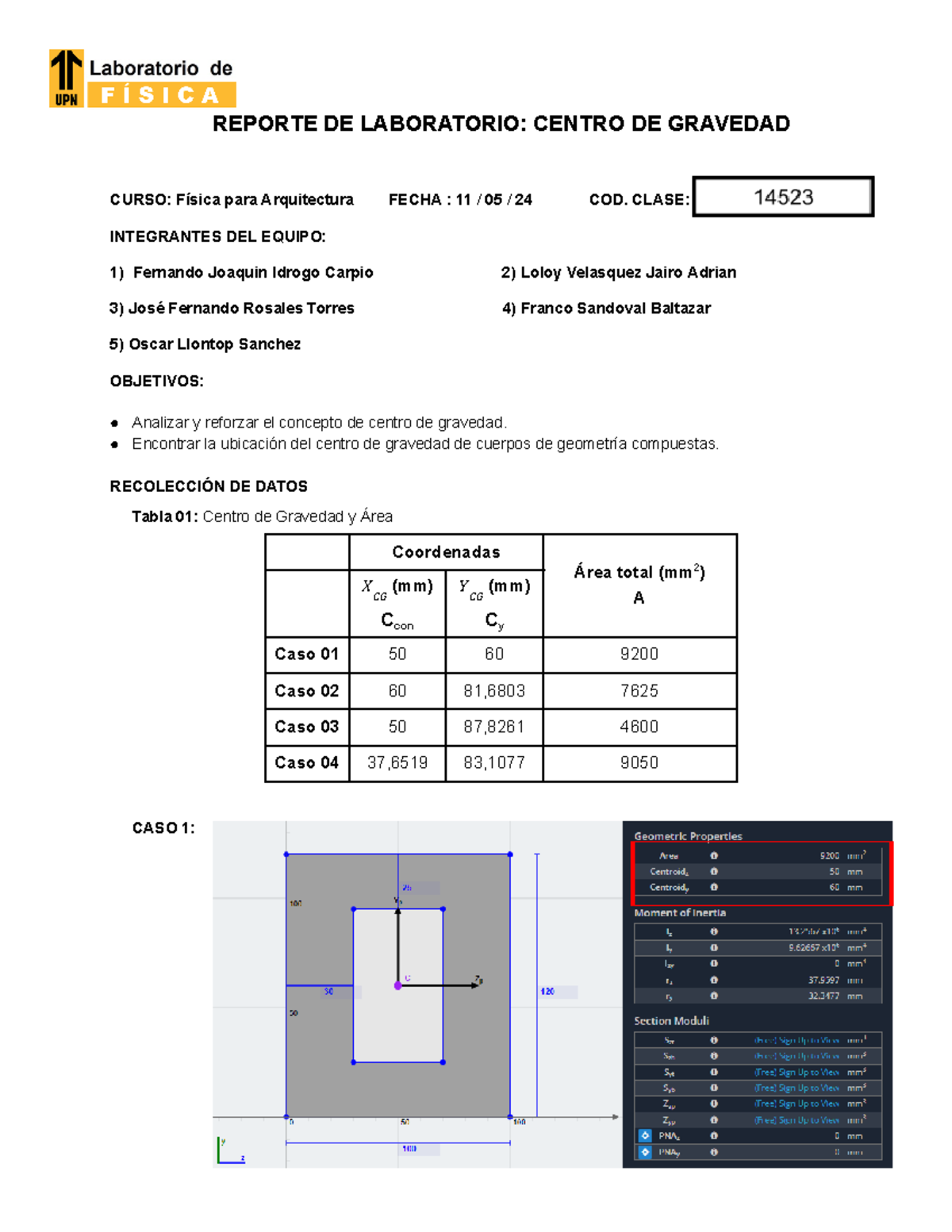 G01 - Reporte LAB Fisiarq S07 CG 2024.docx - REPORTE DE LABORATORIO: CENTRO DE GRAVEDAD CURSO ...