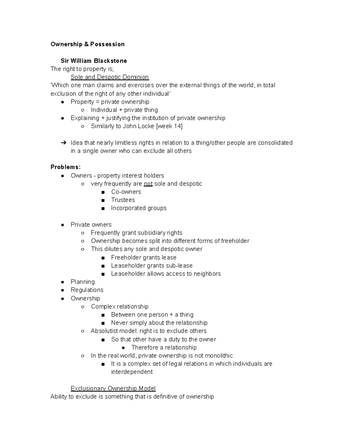 Property, Ownership & Possession - Ownership & Possession Sir William ...