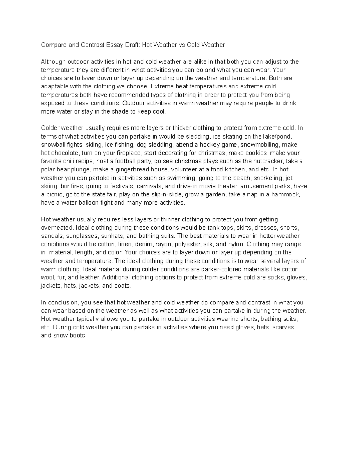 Compare and Contrast Essay - Your choices are to layer down or layer up ...