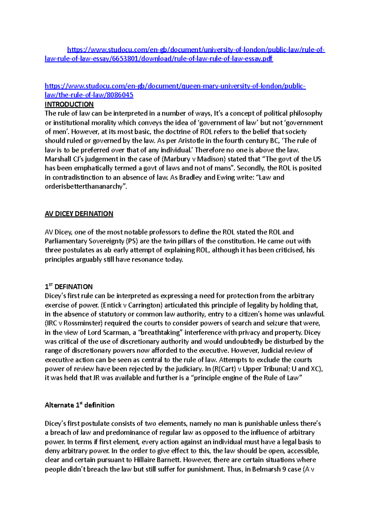 RULE OF LAW - Public law - studocu/en-gb/document/university-of-london ...