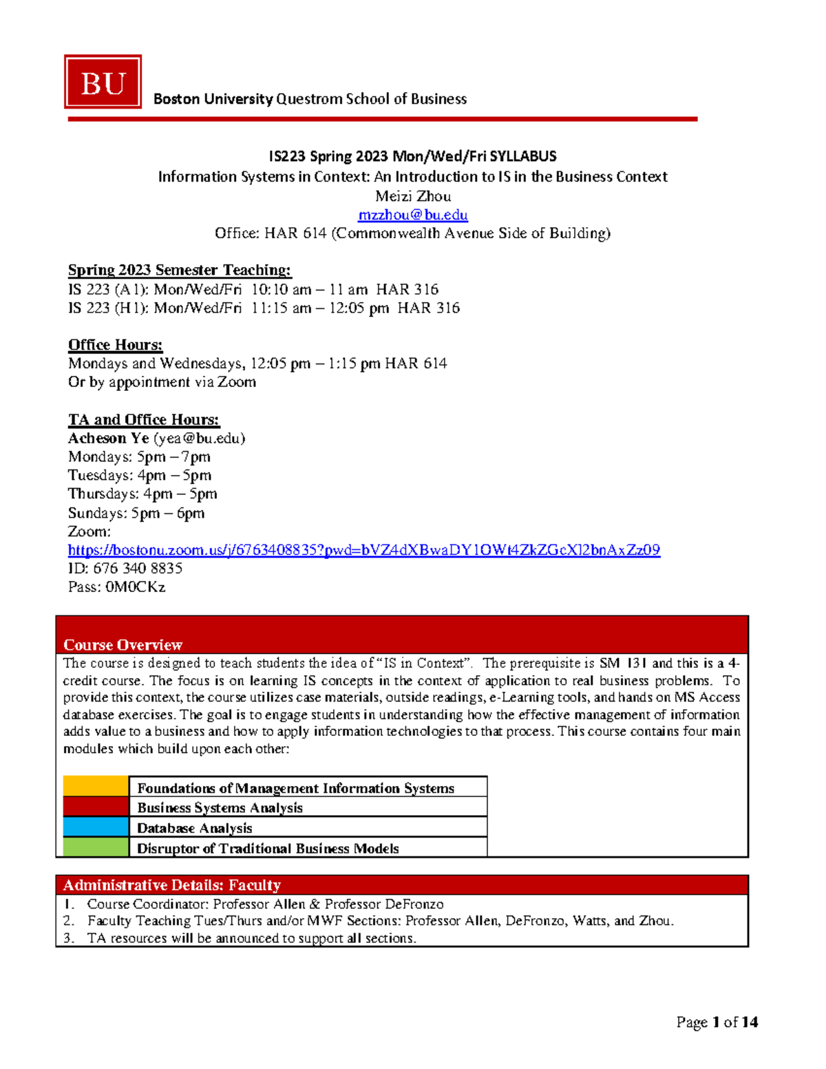 IS223 Spring 2023 Syllabus MWF (From Day 1 to the Midterm Exam ...