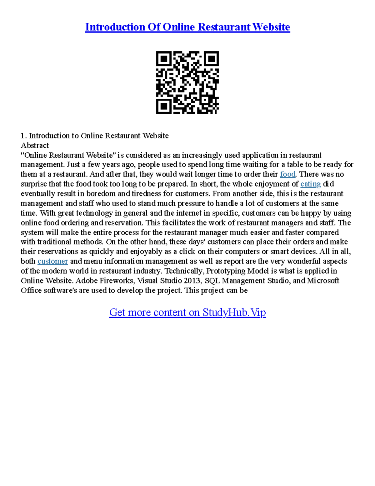 How To Cite A Website In An Essay - Introduction Of Online Restaurant ...