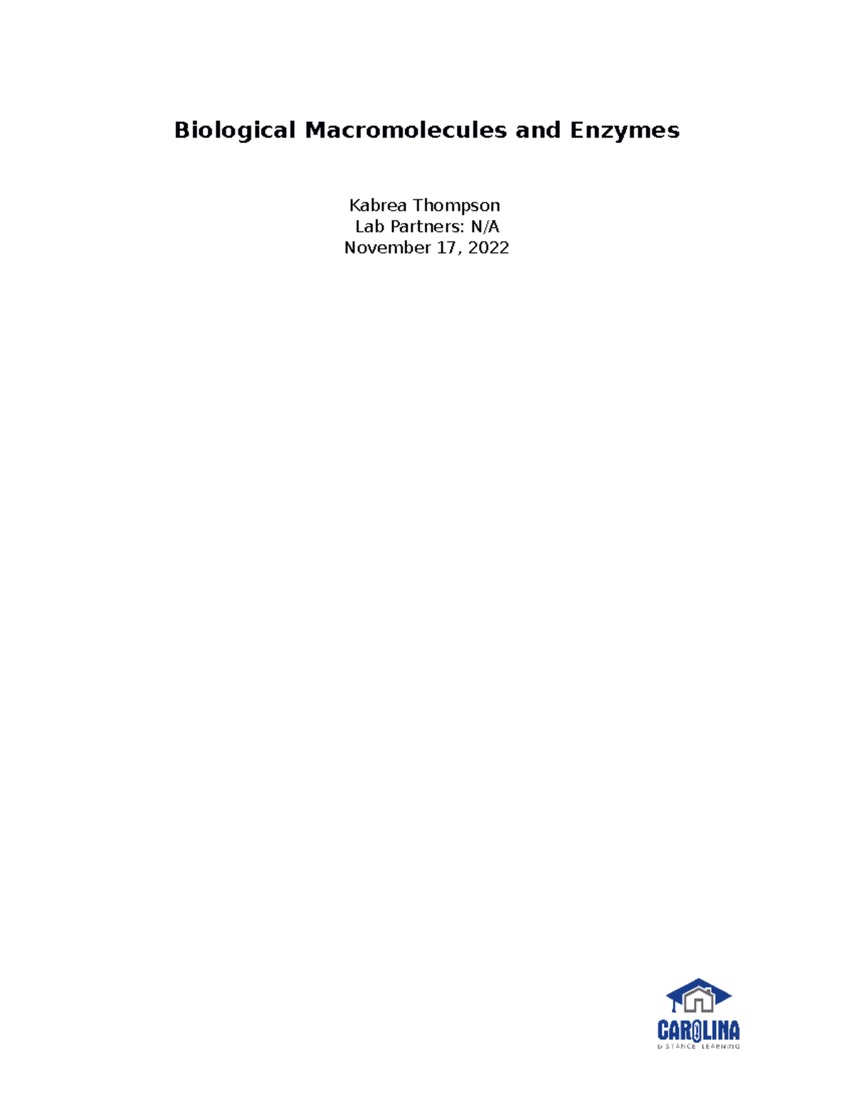 Thompson 580166 Biological Macromolecules and Enzymes Q - Biological ...