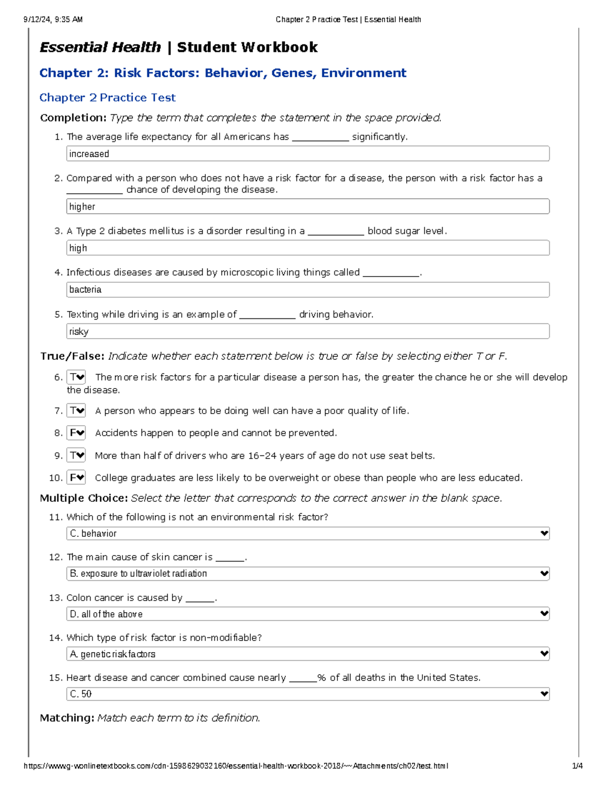 Chapter 2 Practice Test Essential Health - Essential Health | Student ...