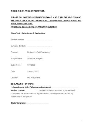 STY200S - CPUT - Structural Analysis 2 - Studocu