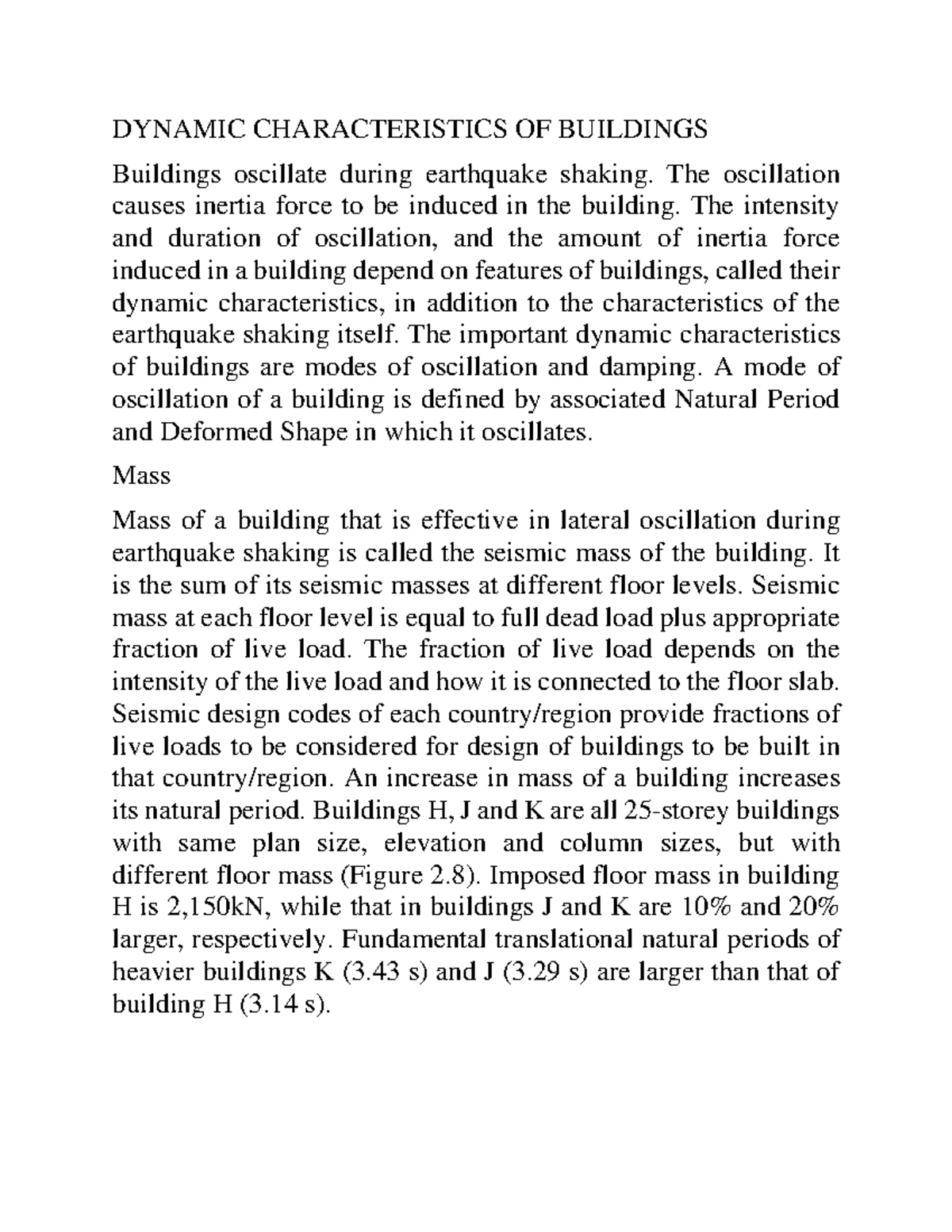 Module 3 - Earthquake resistance - DYNAMIC CHARACTERISTICS OF BUILDINGS ...