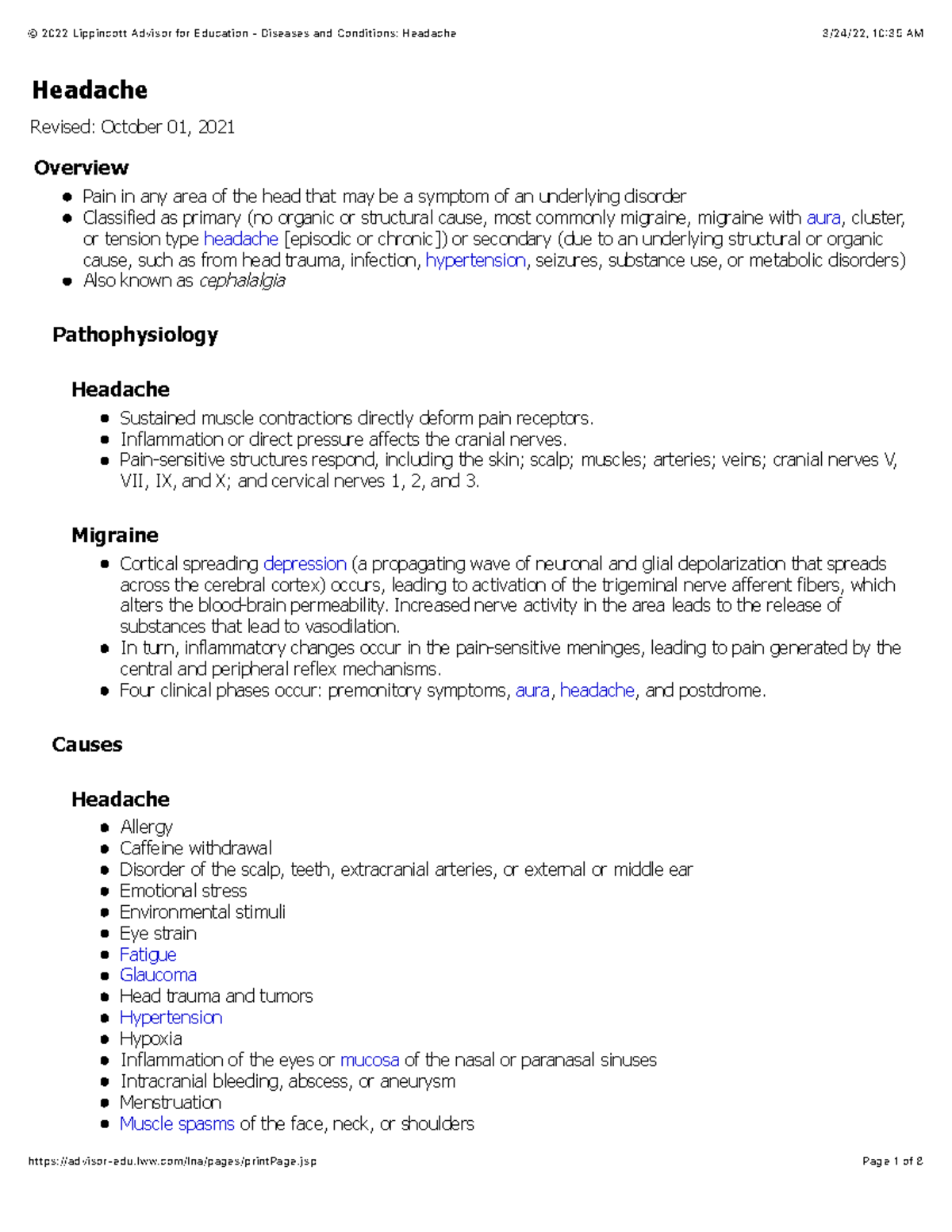 Headache - Headache Revised: October 01, 2021 Overview Pain in any area ...