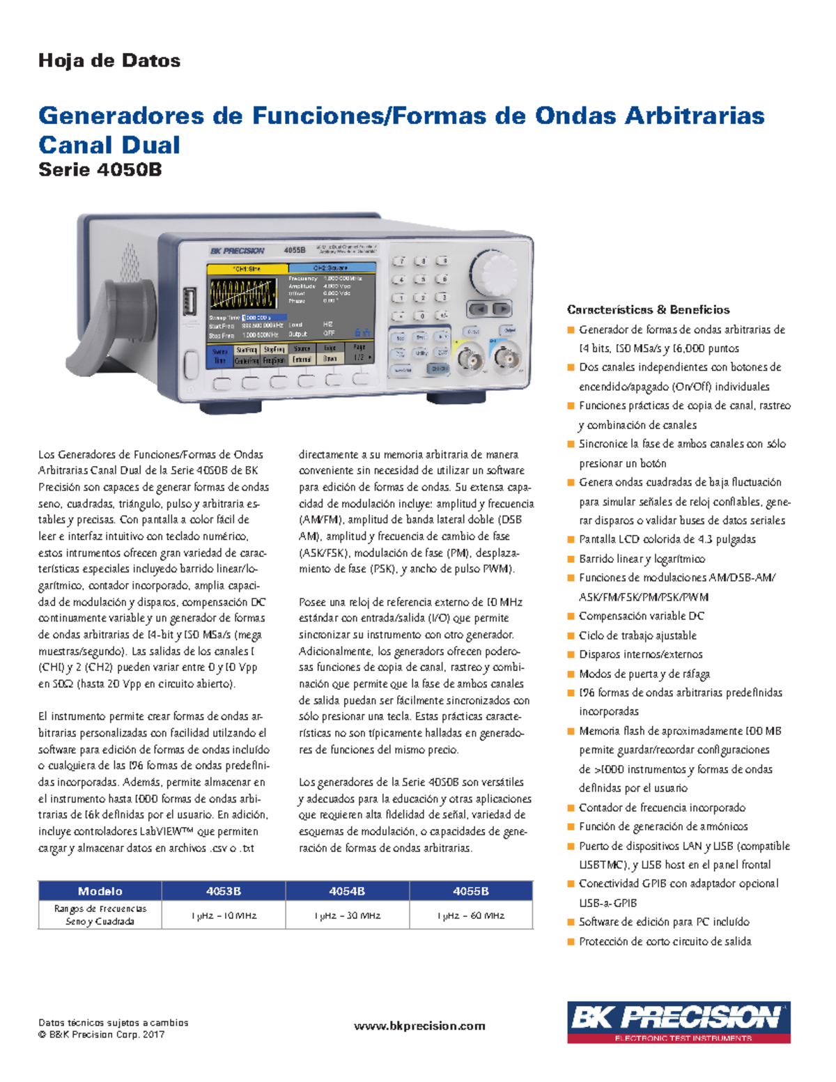 Generador Señales 4053B 4054B 4055B Datasheet - Hoja de Datos ...