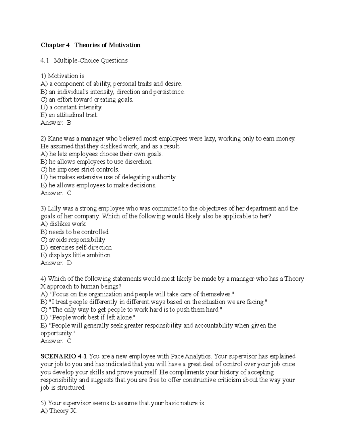 Ch04 21pg - Other - Chapter 4 Theories of Motivation 4 Multiple-Choice ...