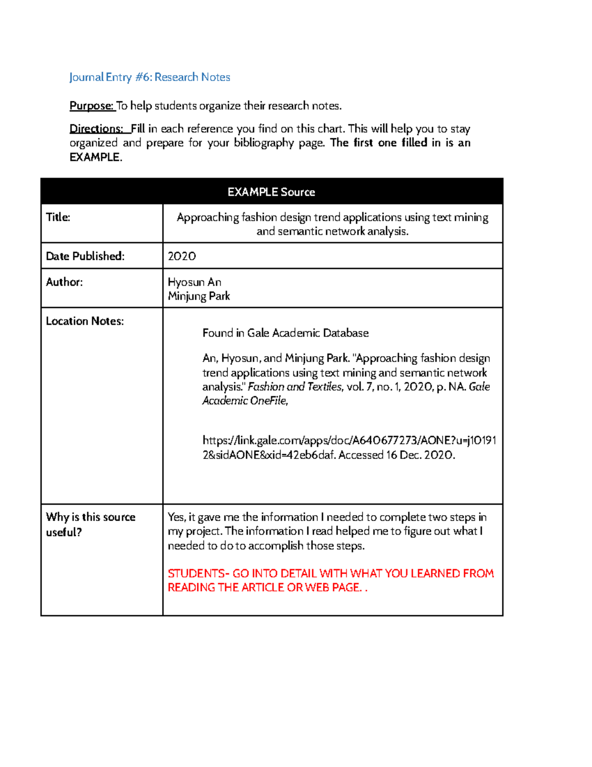 Journal Entry #6 Research Notes-1 - Journal Entry #6: Research Notes ...