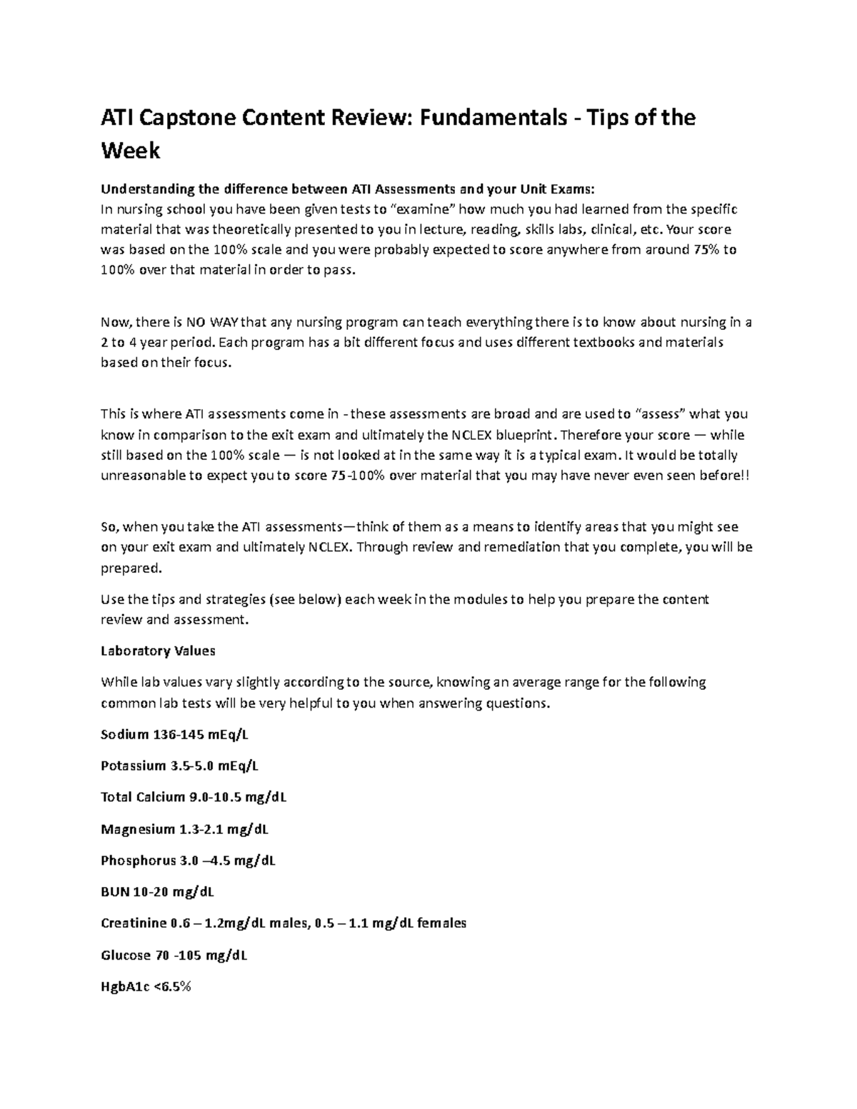 Fundamentals review - ATI Capstone Content Review: Fundamentals - Tips ...