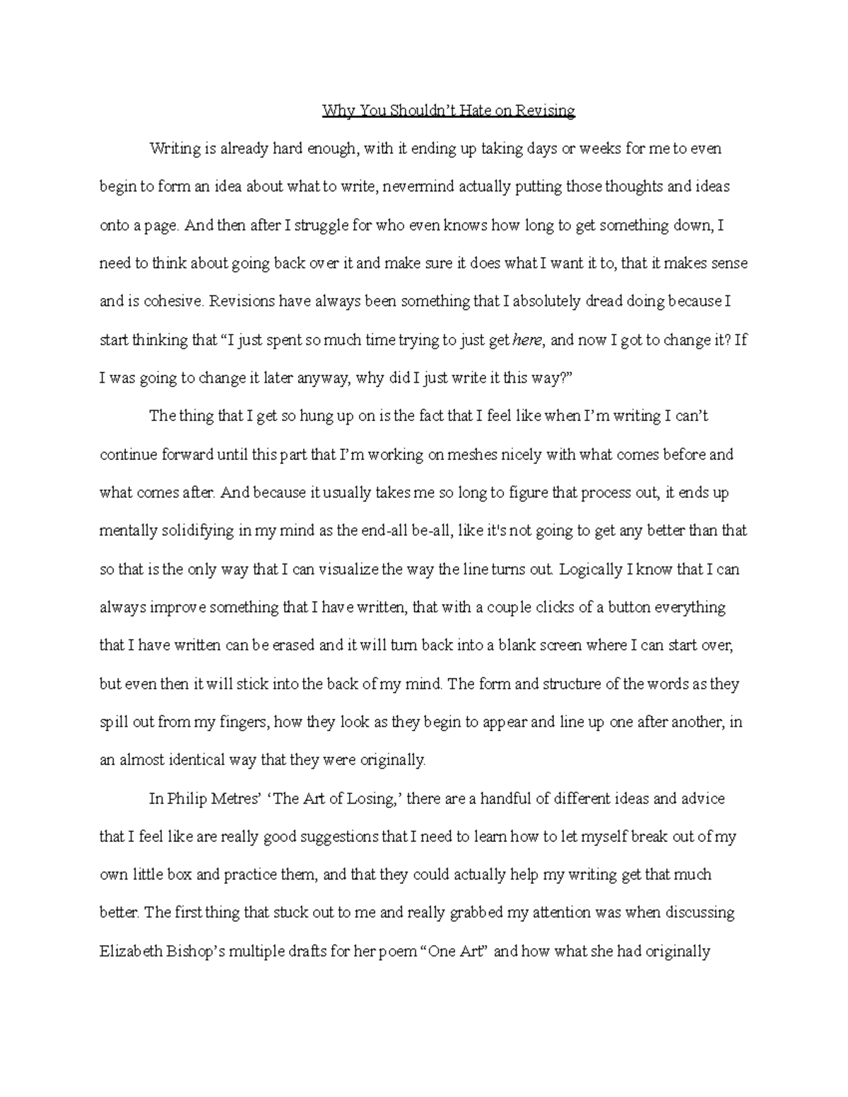 Craft Essay - writing about writing, usually for an audience of other ...