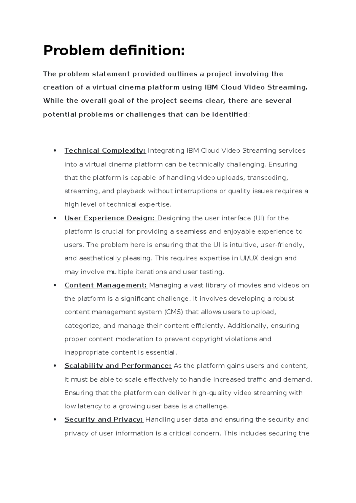 CAD Phase 1 - Problem definition: The problem statement provided ...