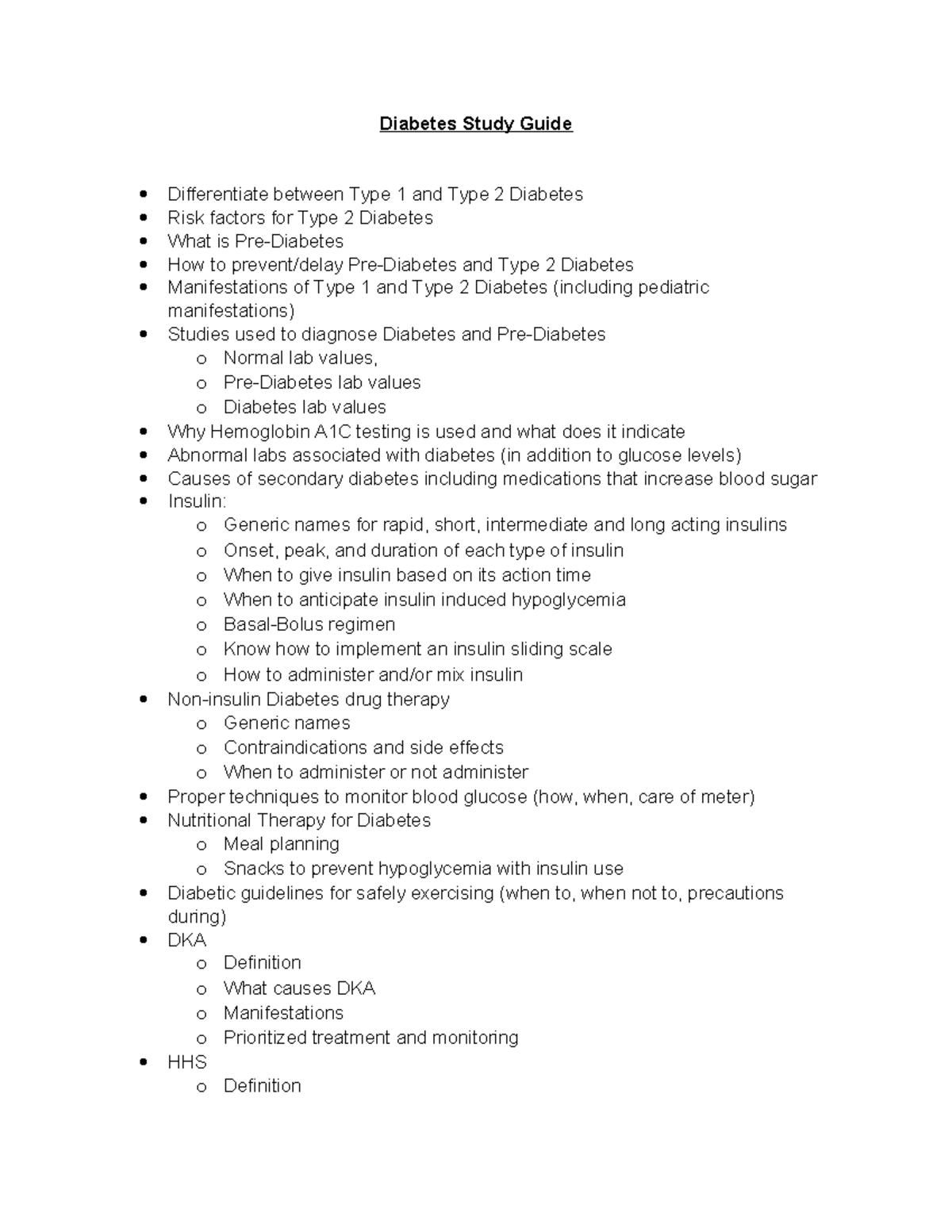 Diabetes Study Guide Diabetes Study Guide - Diabetes Study Guide ...