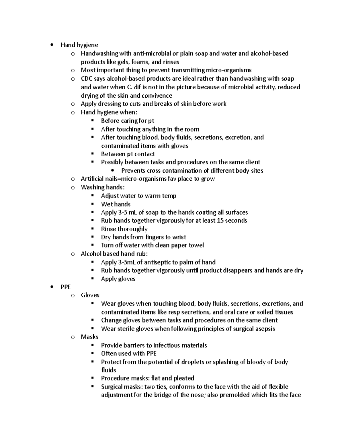 ATI Personal Hygiene - Lecture Notes - Hand hygiene o Handwashing with ...