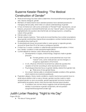 WGST WEEK 5 - These notes are based off of lectures and readings done ...