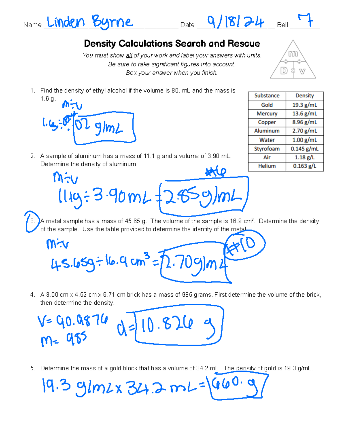 2.10 Density Calculations Search and Rescue - Name ...