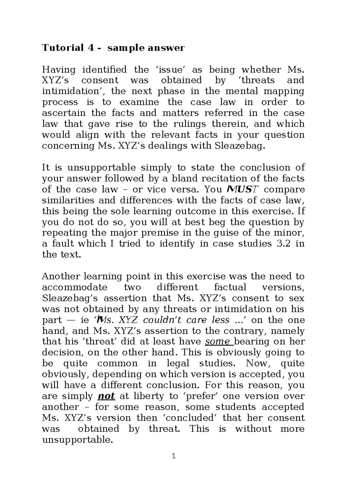 LAW1116 - Tutorial Activity 4 Sample Answers - Tutorial 4 - sample ...