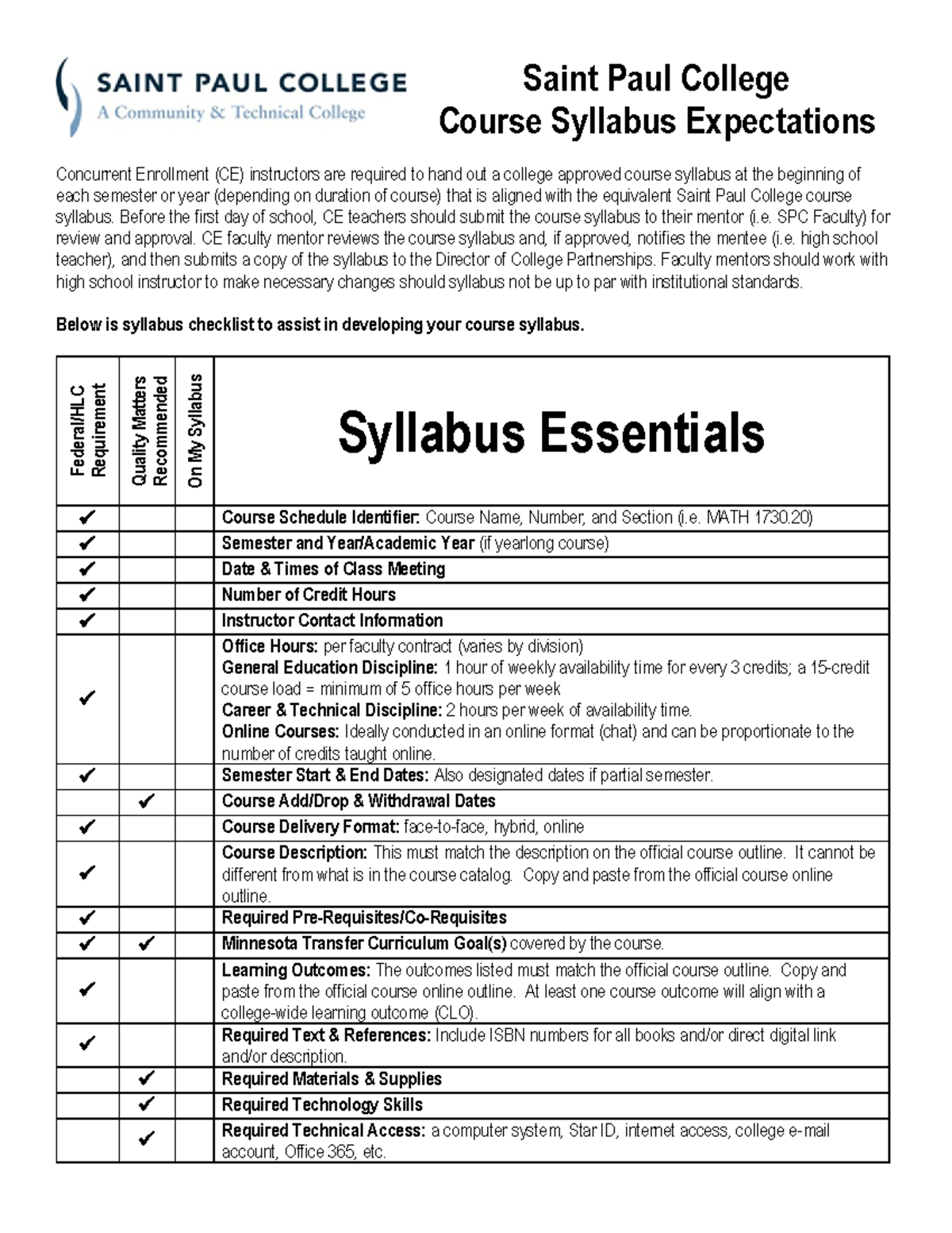 SPC CE Syllabus Expectations - Saint Paul College Course Syllabus ...