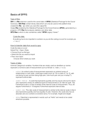 SPSS Notes - SPSS NOTES - test Import of data into SPSS (including ...