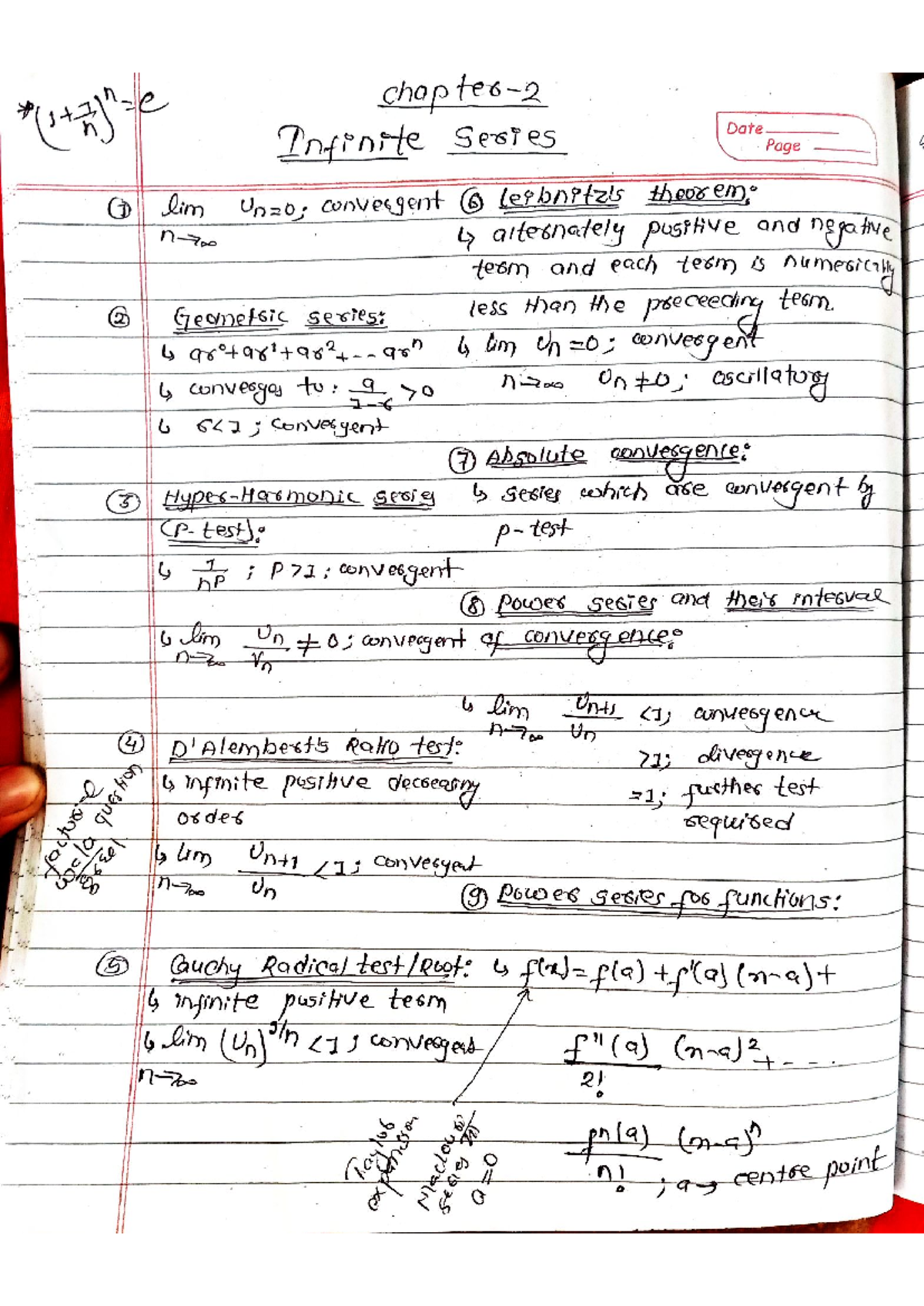 3RD Mathematics - Note - (17) Infinite Series Date Page D lim ...