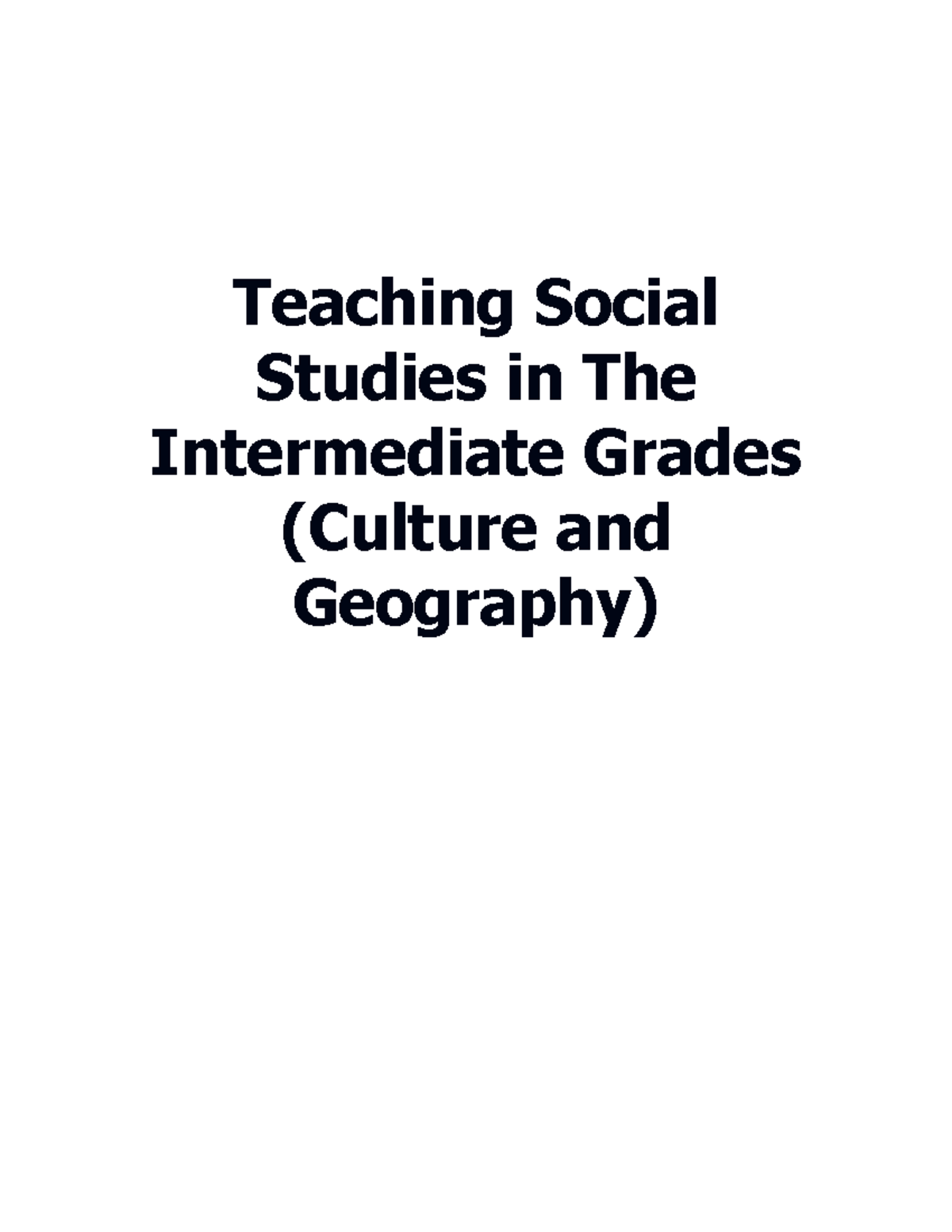Teaching Social Studies Culture and Geography - Teaching Social Studies ...
