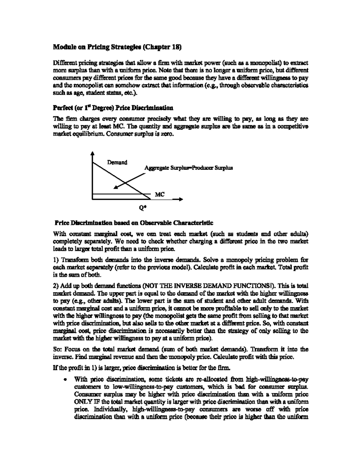 Module 1.1 on Pricing Strategies - Chapter 18 - Econ 202 - Studocu