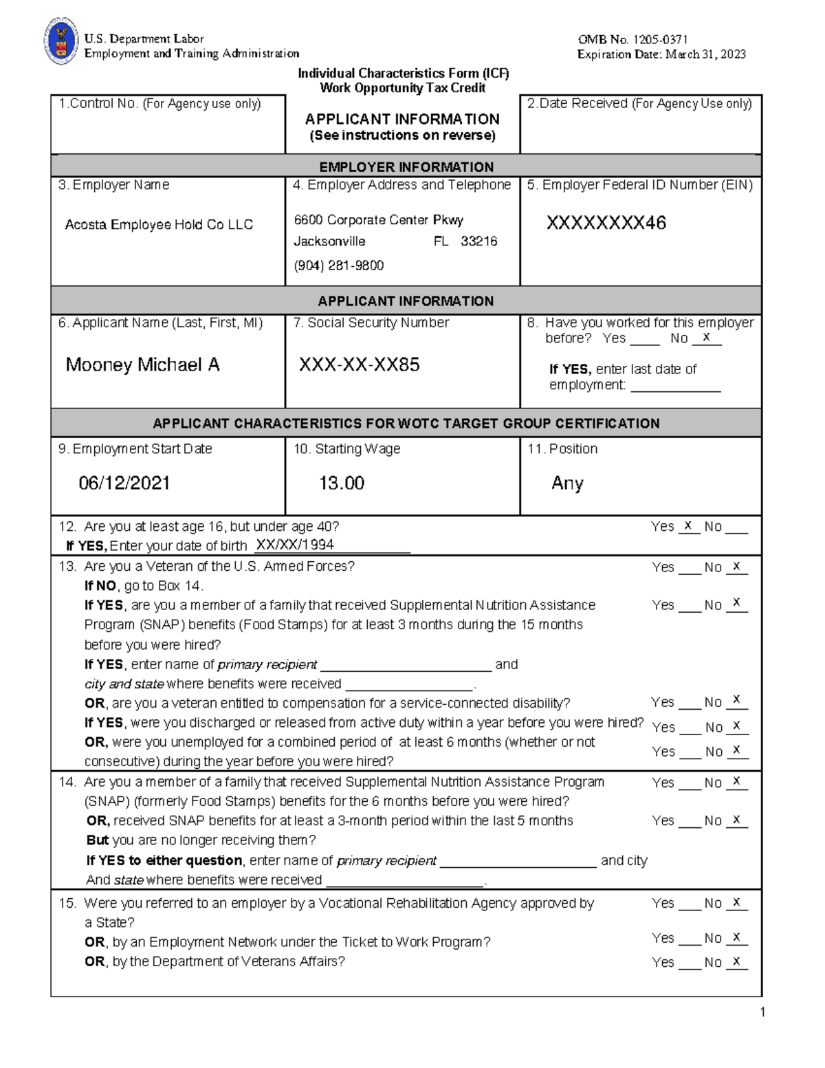 Forms download - Gym vhbb gab b - 1 U. Department Labor Employment and ...